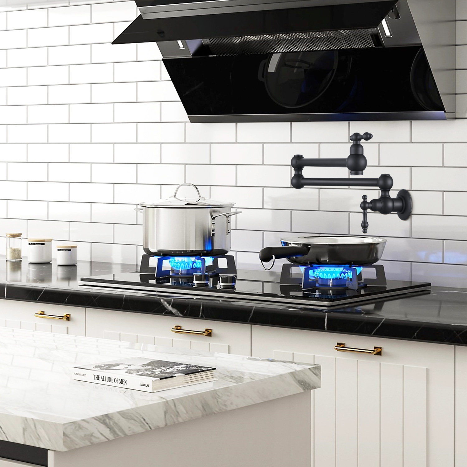 SMARTLET Pot Filler Faucet Single-attachment Wall Mount Folding Kitchen ...