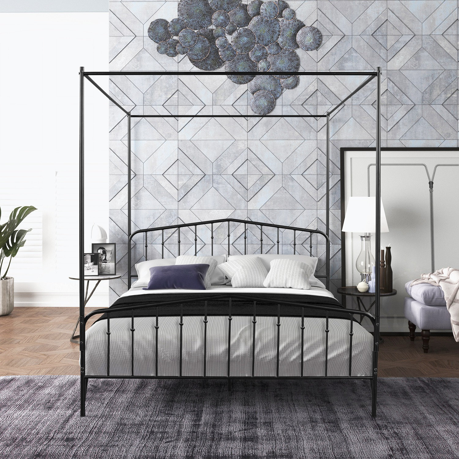 Home Decor Queen 71.54'' Steel Bed Frame | Wayfair