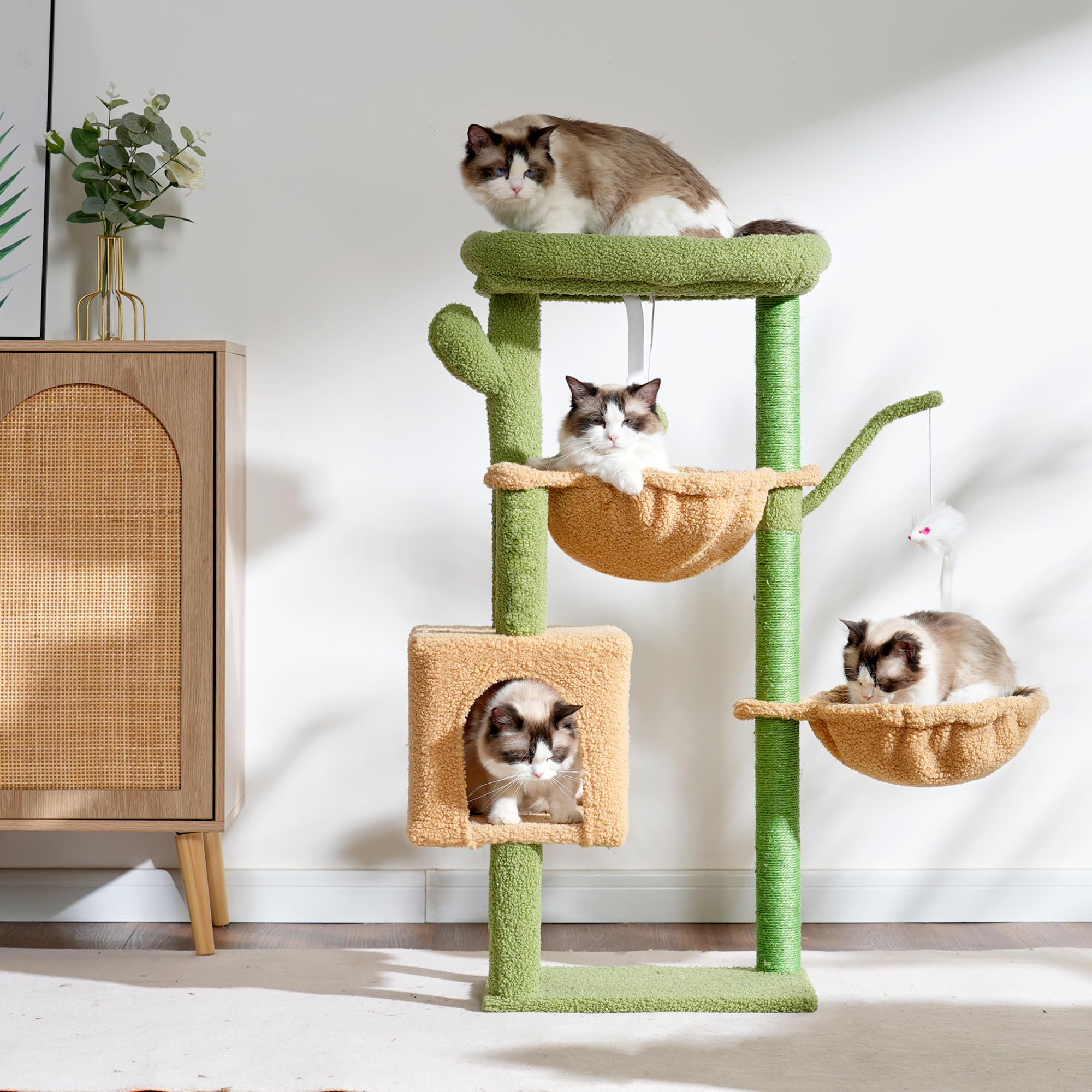 Dakota Fields Cat Tree, 39.4 Inches Cactus Tower Condo With Scratching ...
