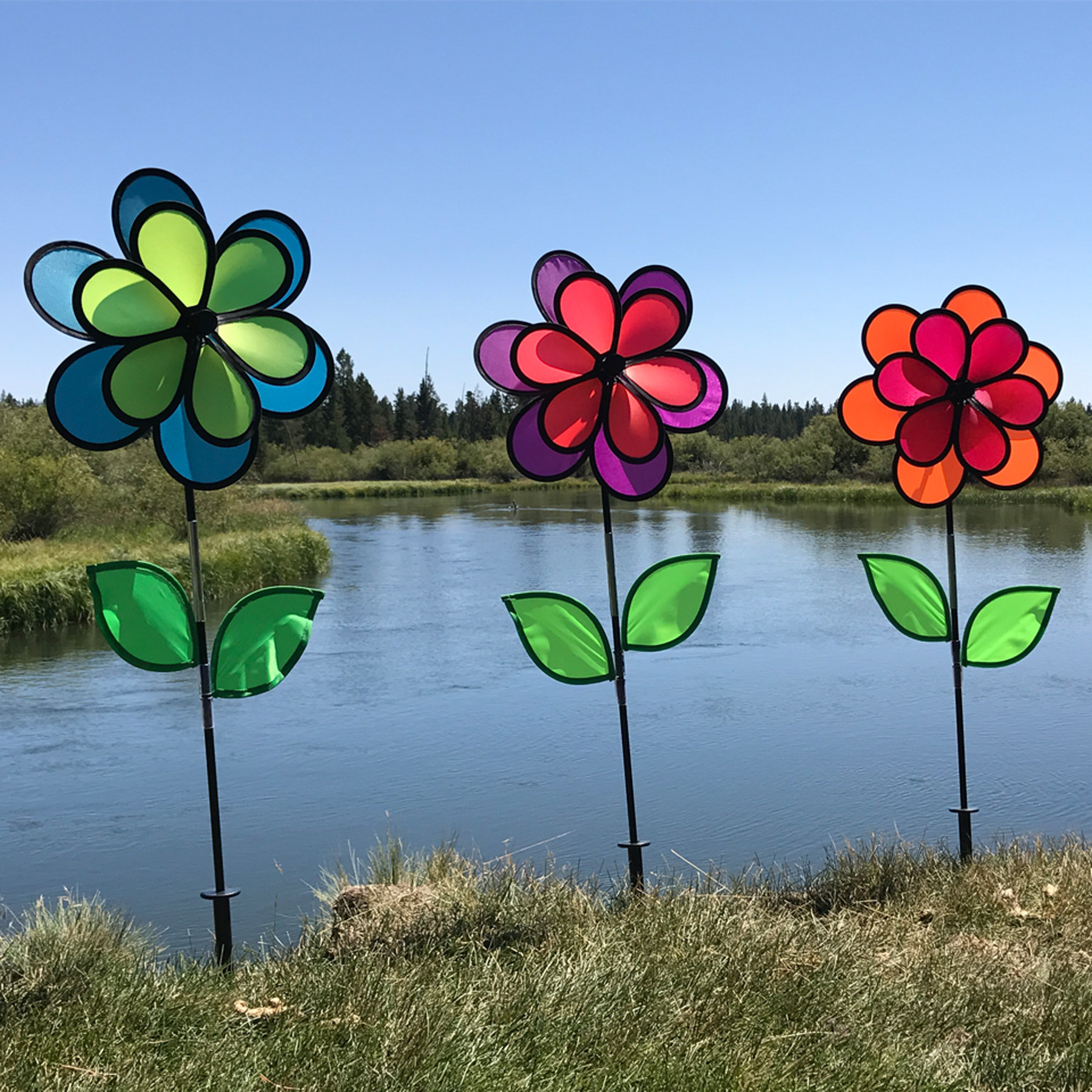 In The Breeze Neon Colorblock Double Flower - 3 PK Assortment & Reviews ...