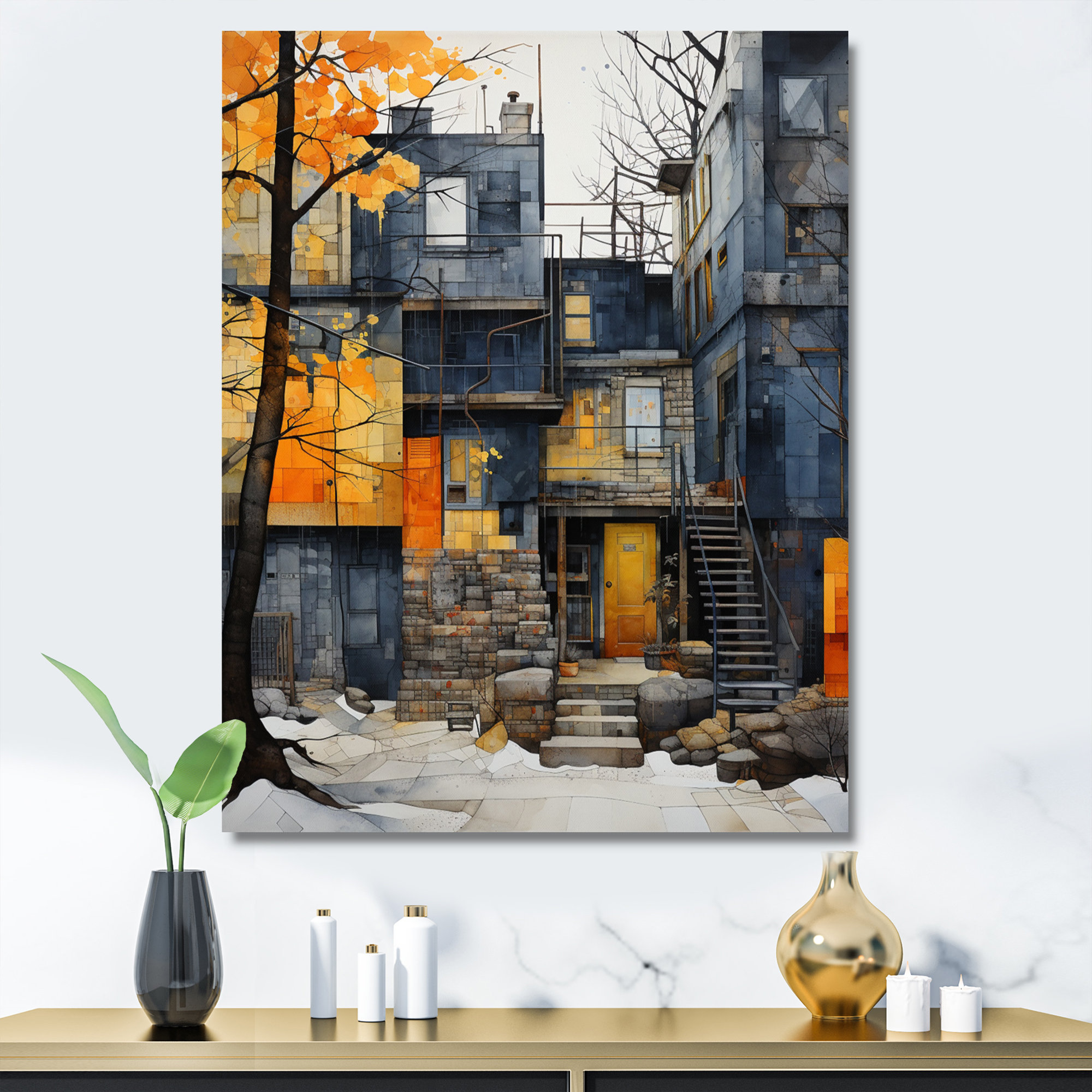Red Barrel Studio® Faska Cityscape Alleyway Patchwork VII Framed On ...