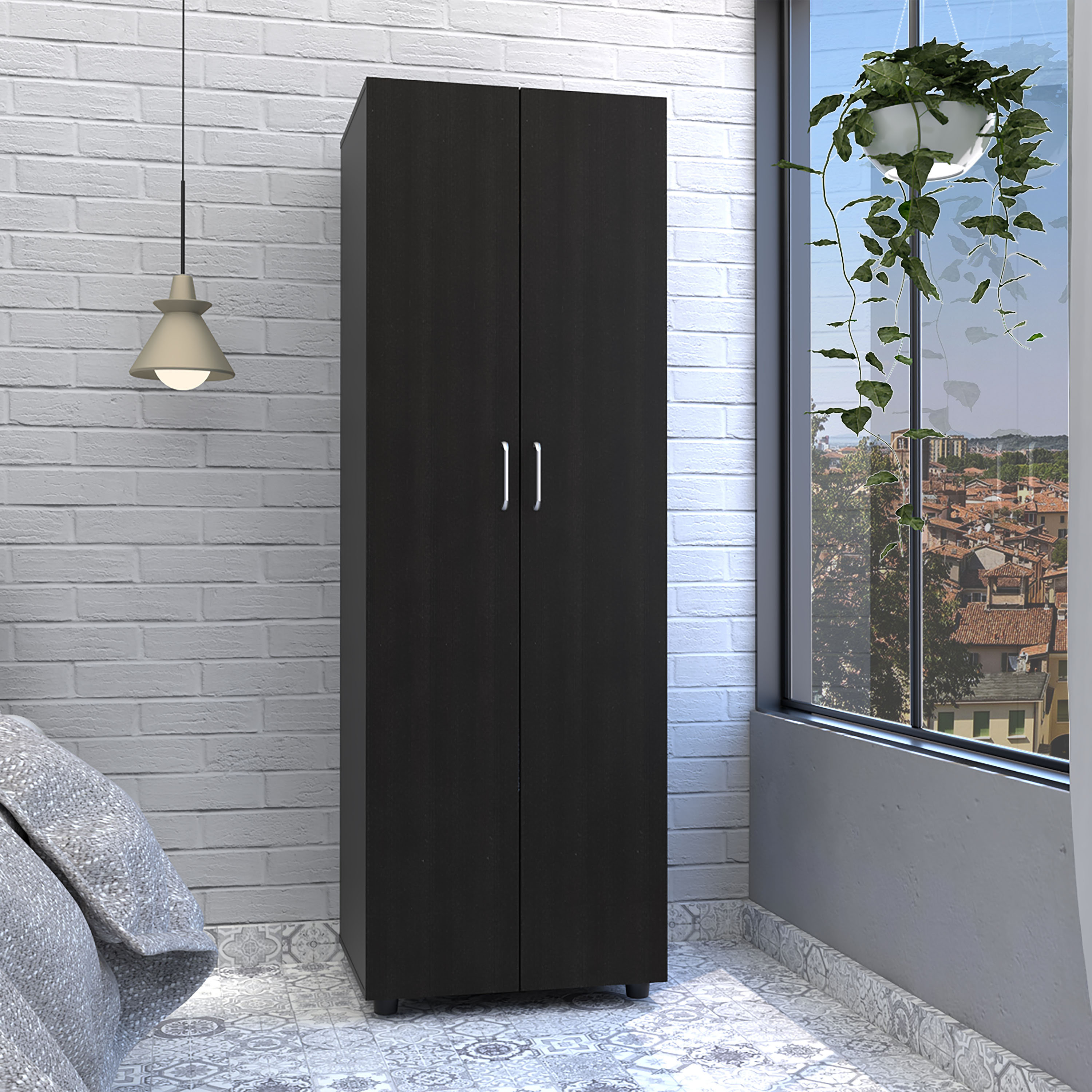 Latitude Run® Black Armoire with 2 Doors & Reviews | Wayfair