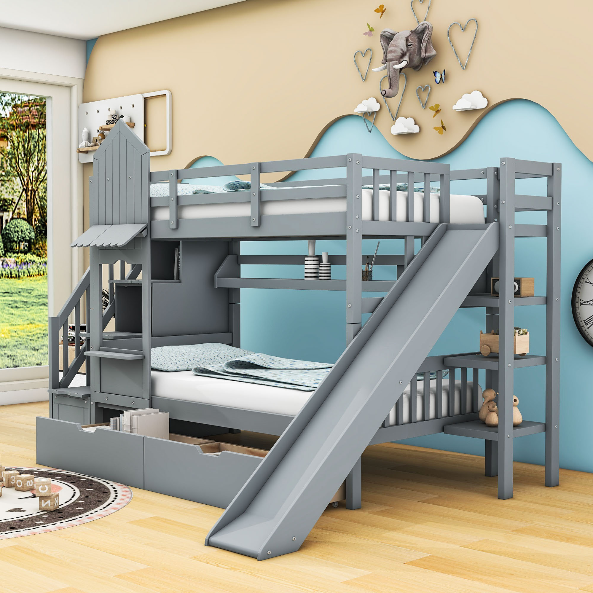 Harriet Bee Henghold Kids Bunk Bed with Drawers - Wayfair Canada