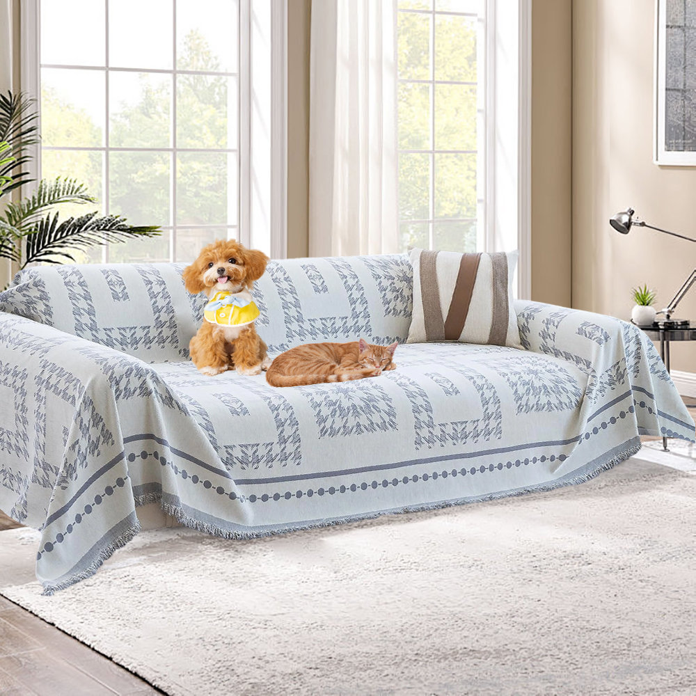 Corrigan Studio One-Piece Couch Cover, Boho Sofa Cover, Washable ...
