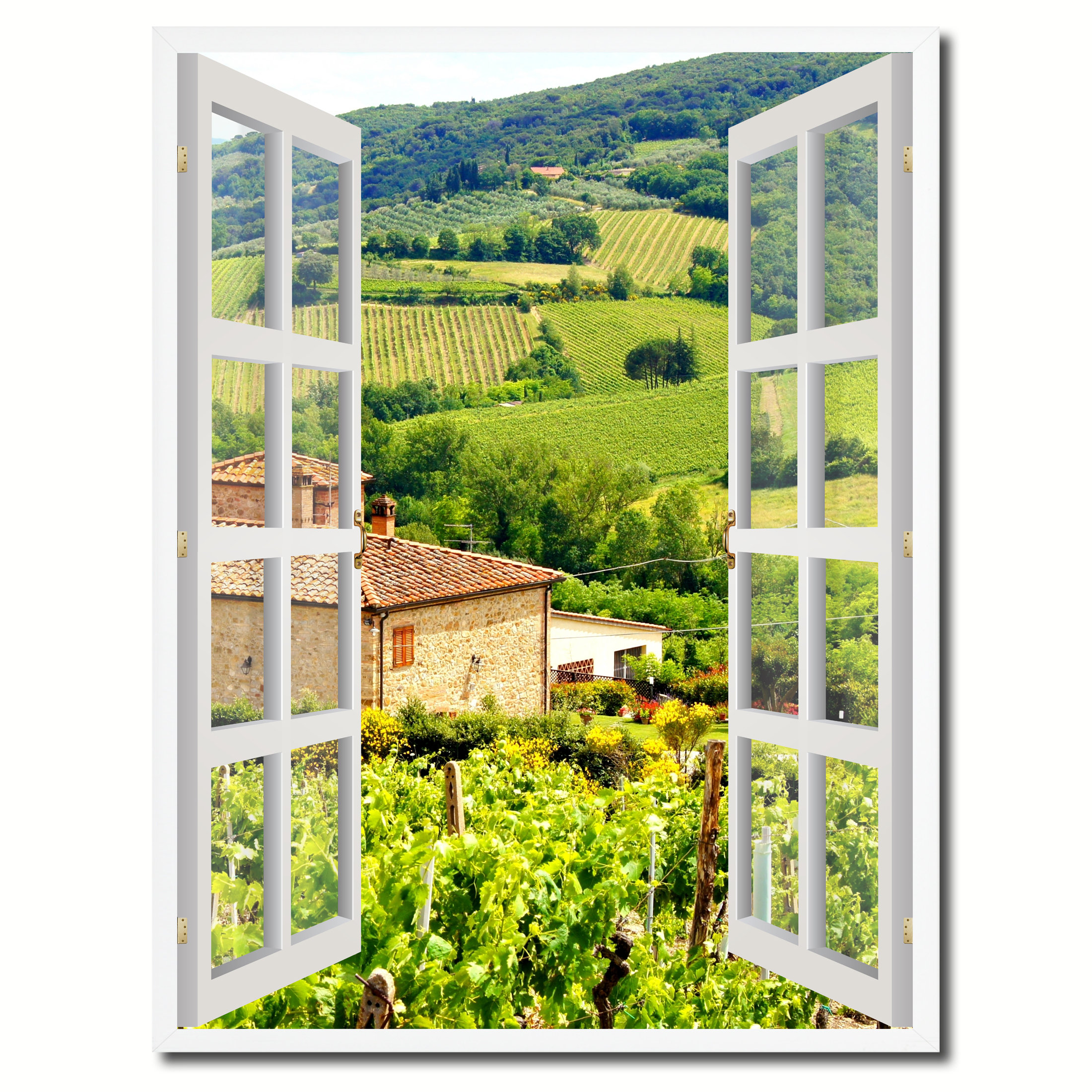 Gracie Oaks Wine Vineyards Tuscany Italy French Window - Picture Frame ...
