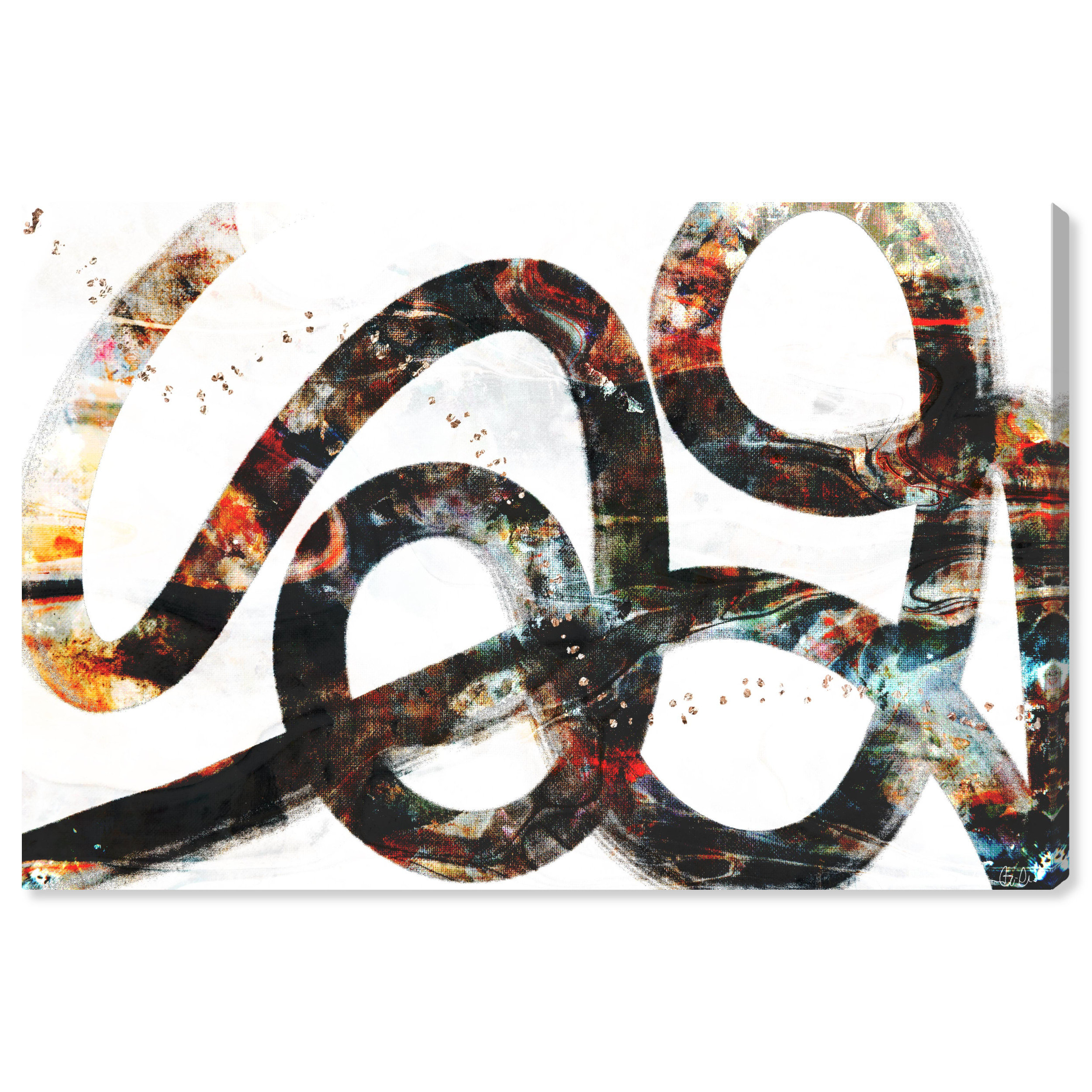 Oliver Gal Prints Dark Large Swirls And Lines - Framed Canvas Painting ...