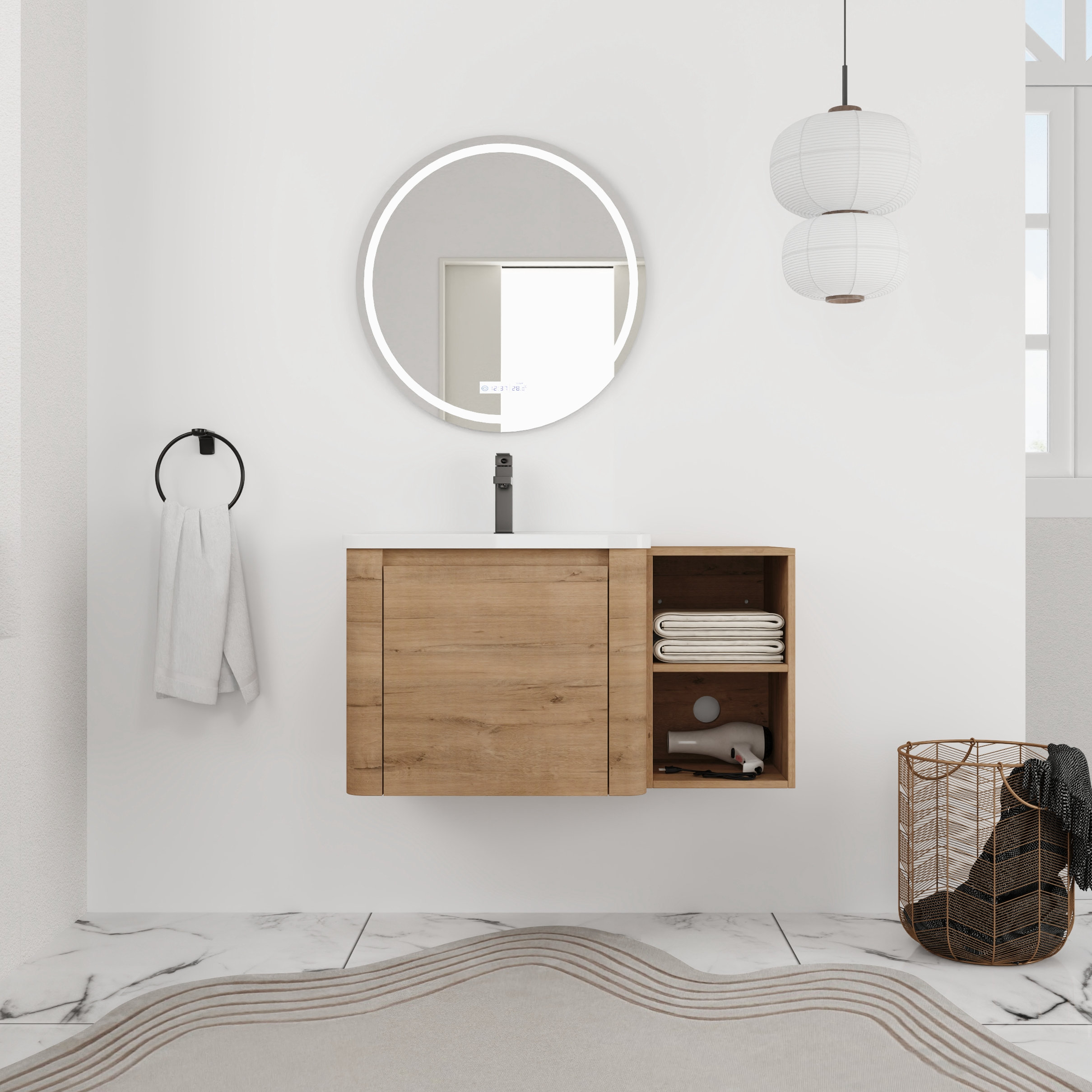 Latitude Run® Single Bathroom Floating Vanity With Ceramic Top | Wayfair