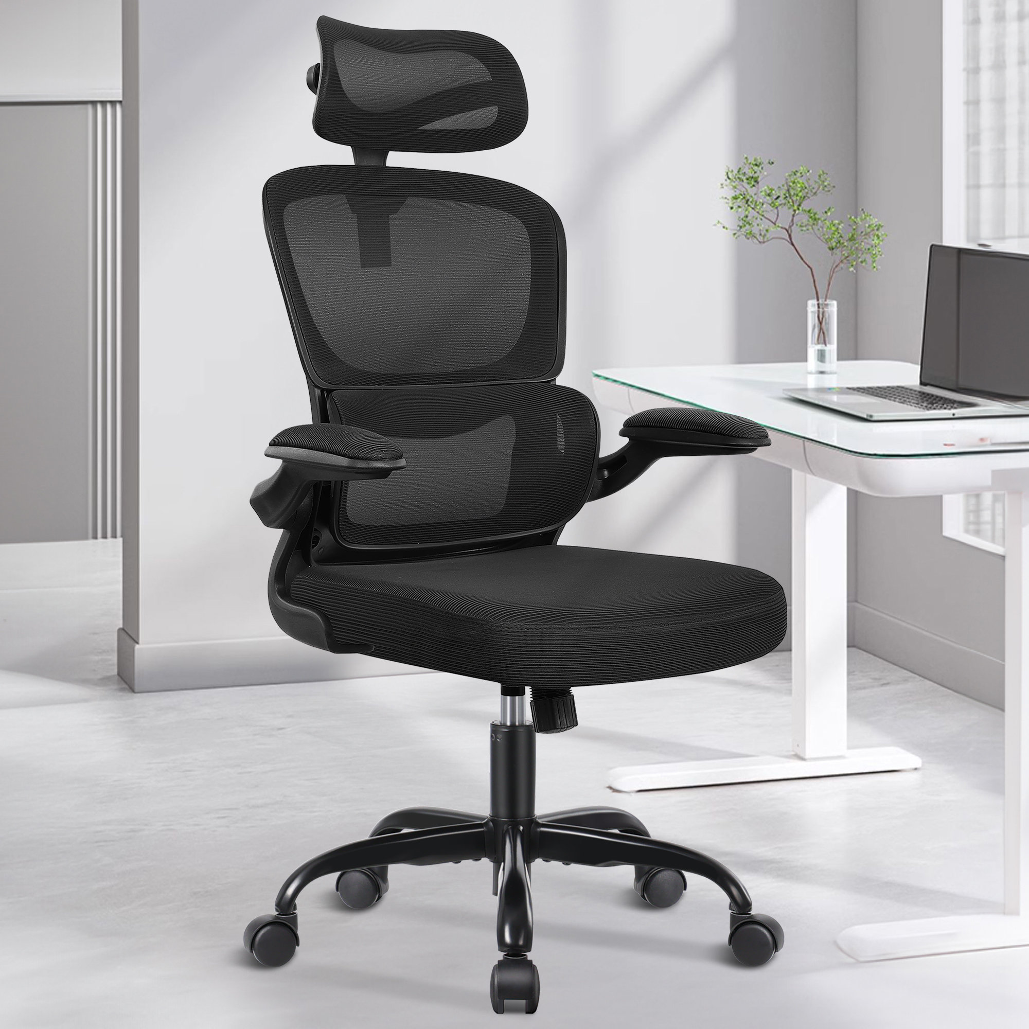 Inbox Zero Lidwien Ergonomic Mesh Office Task Chair with Headrest ...