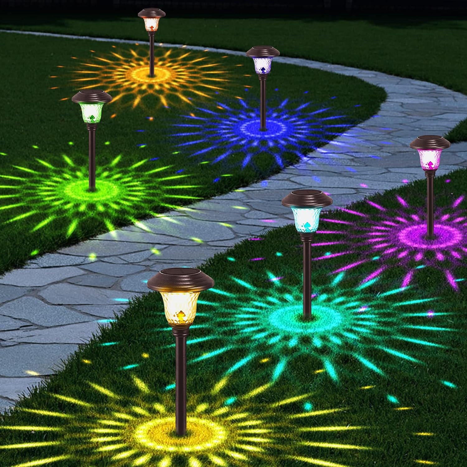 The Holiday Aisle® 8 Pack Colored Decorative Solar Pathway Lights 7 ...