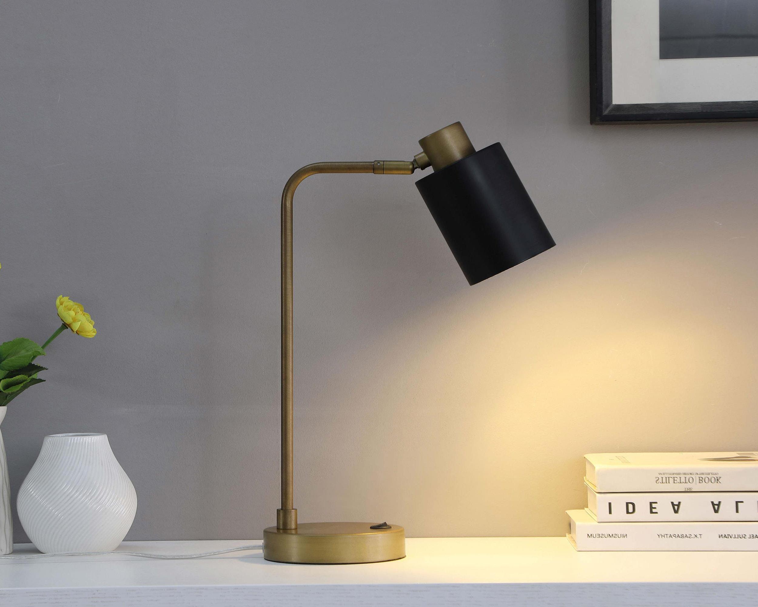 Everly Quinn 18-inch Adjustable Angle Table Lamp Antique Brass | Wayfair