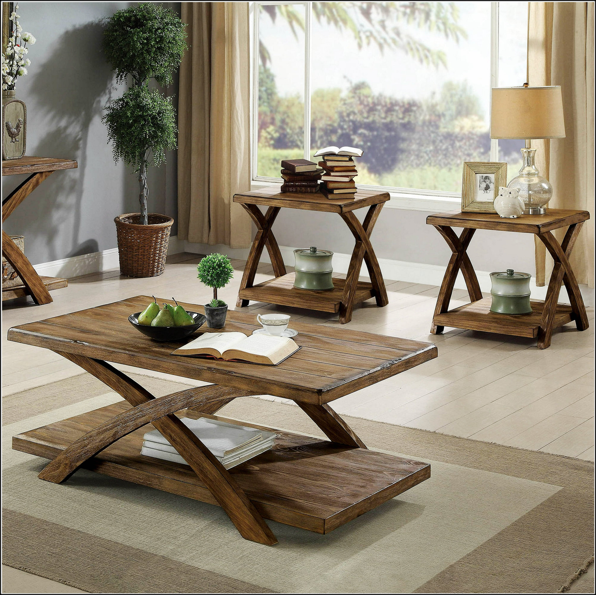 Gracie Oaks Transitional 3pc Table set Occasional Tables Living Room 1x ...