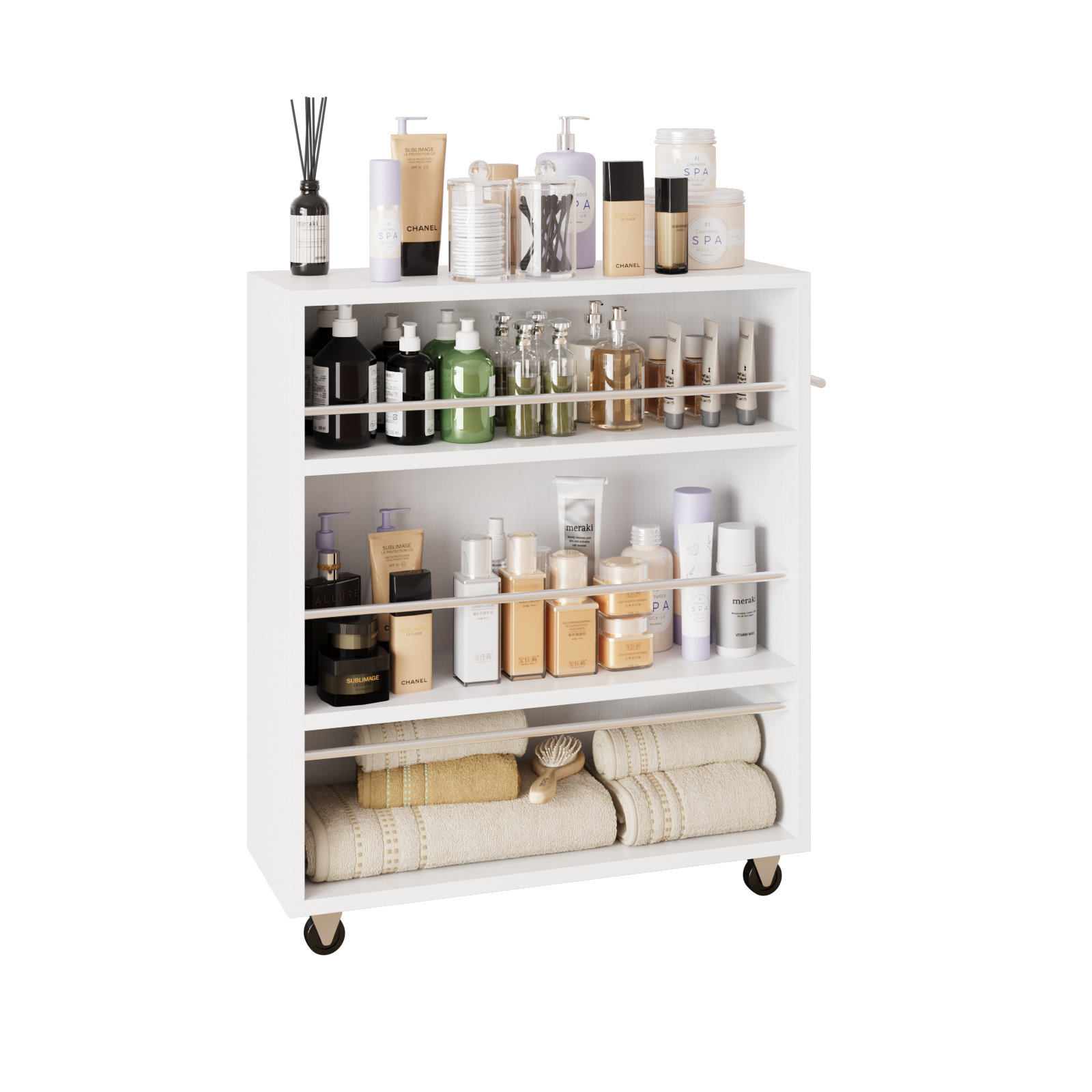 Ebern Designs Heylen 25"H x 21.6"W Rolling Slim Cabinet Storage Shelf ...