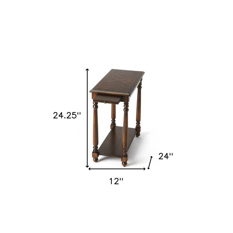 ZeaZu 24" Cherry Manufactured Wood Rectangular End Table With Shelf ...