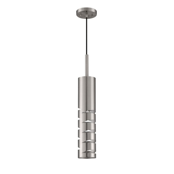 Latitude Run® Satin Nickel Pendant Light | VALANTE 1-Light Metal Shade ...