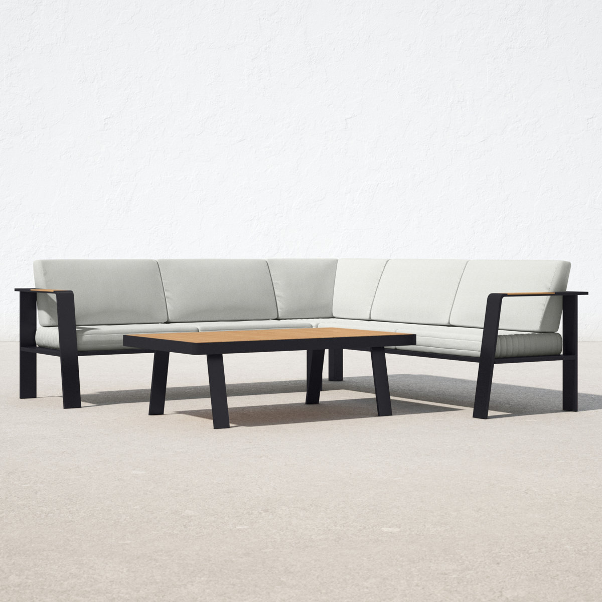 AllModern Raven 4 Piece Teak Sectional Seating Group with Cushions ...