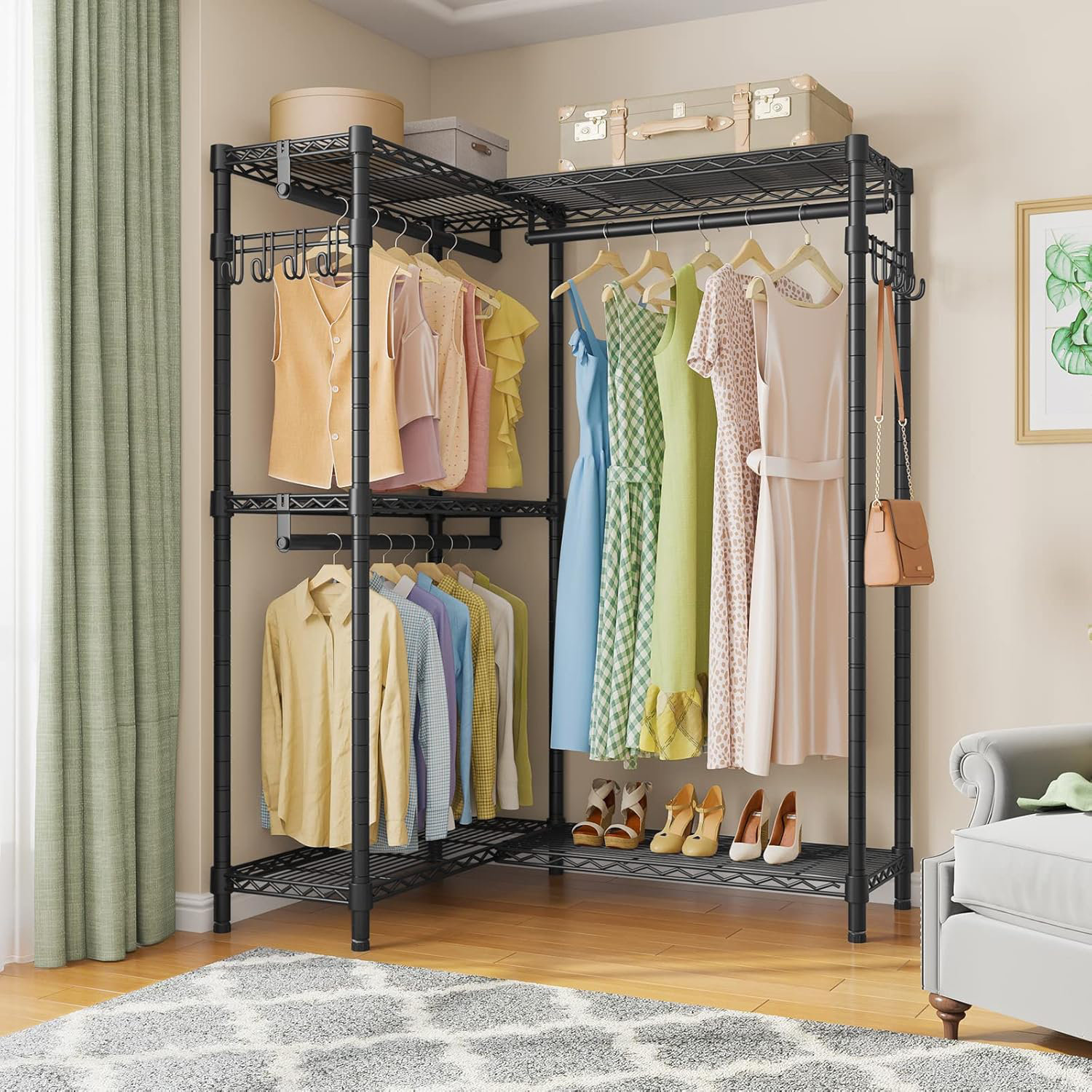 ATC CABINETS L4 Garment Rack L Shaped Clothes Rack for Corner ...