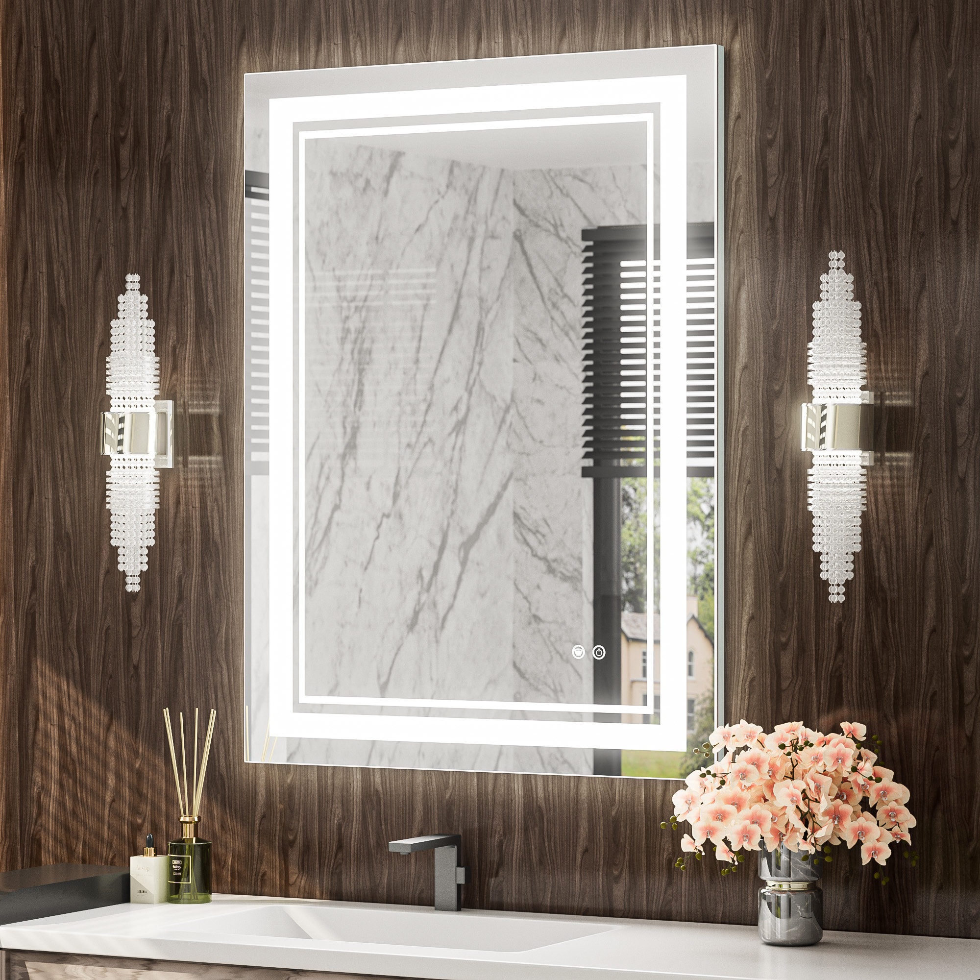 Ivy Bronx Kaelia LED Lighted Bathroom Vanity Mirror Memory Function ...