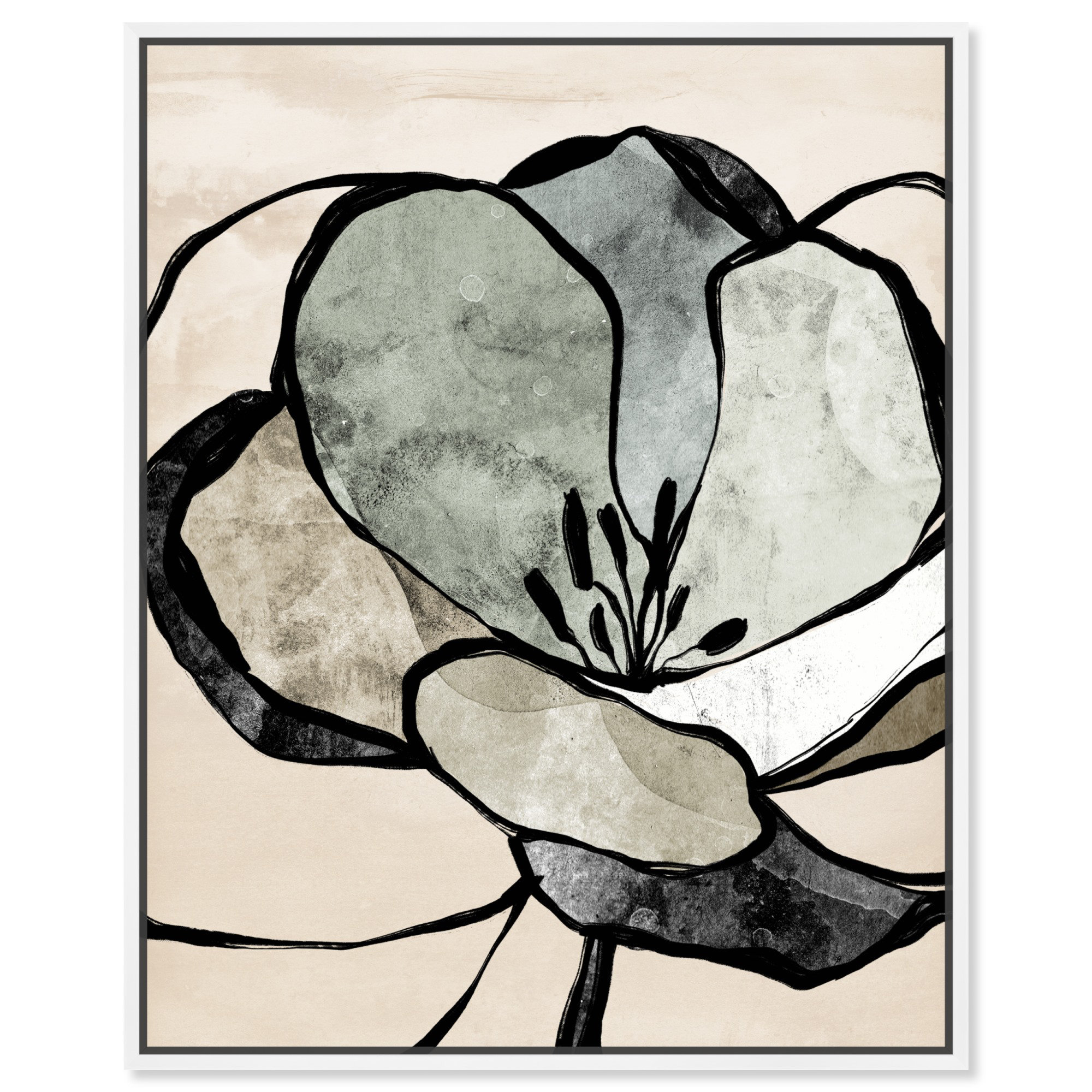 Art Remedy Gem Petals Canvas Muted Plants Flowers Abstract Wall Art by ...