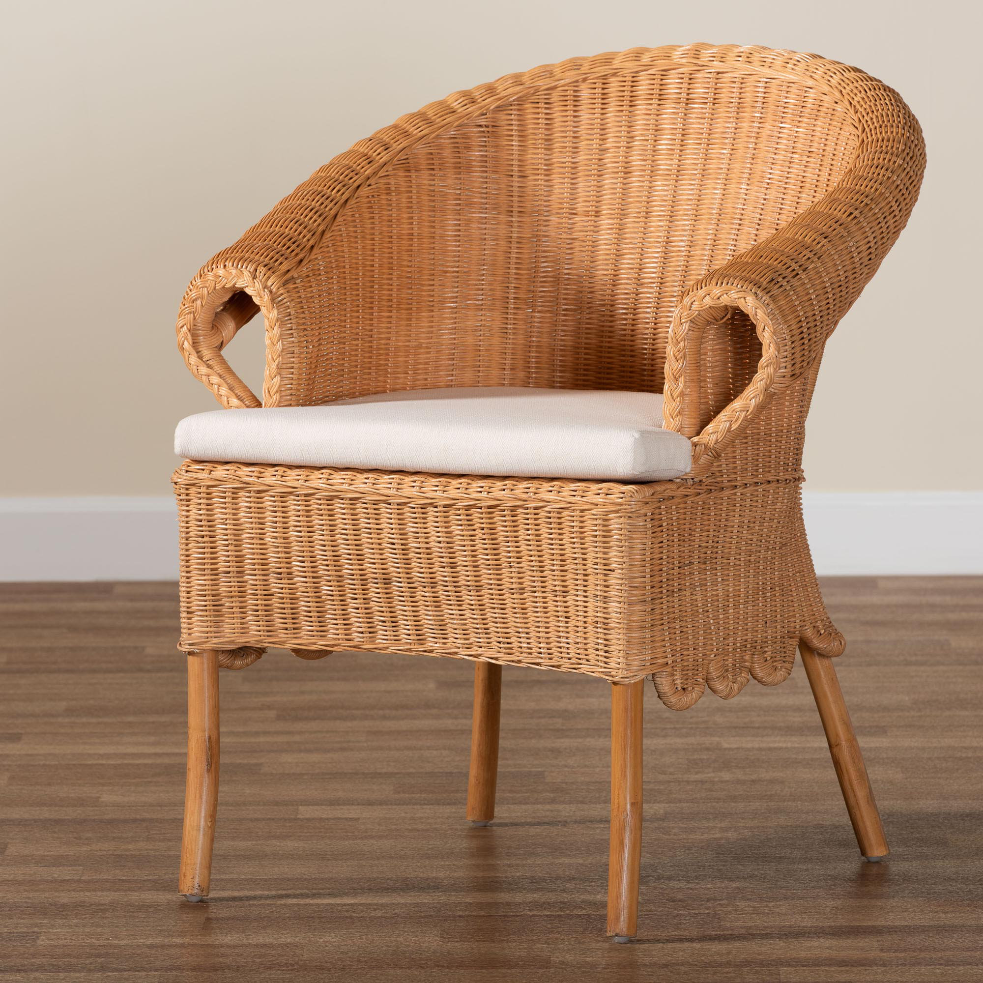 Bayou Breeze Bunow Bohemian Braided Honey Rattan Dining Chair | Wayfair