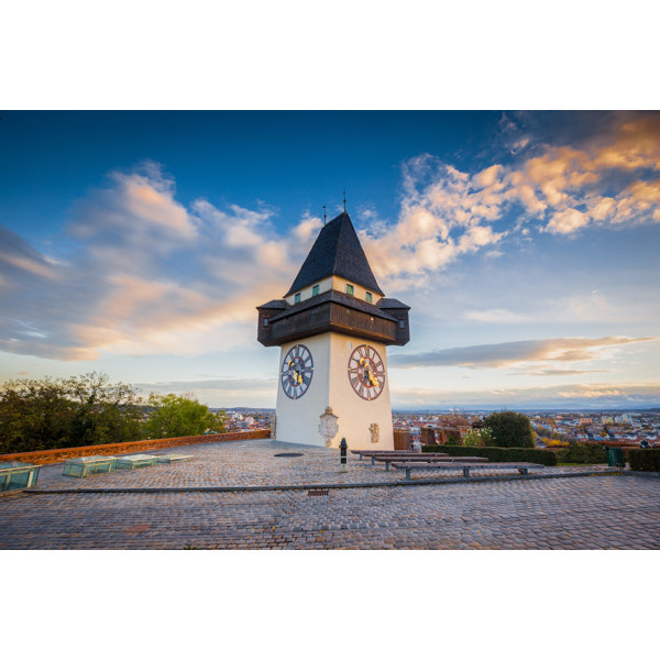 17 Stories Graz Clock Tower - Wrapped Canvas Photograph | Wayfair.co.uk