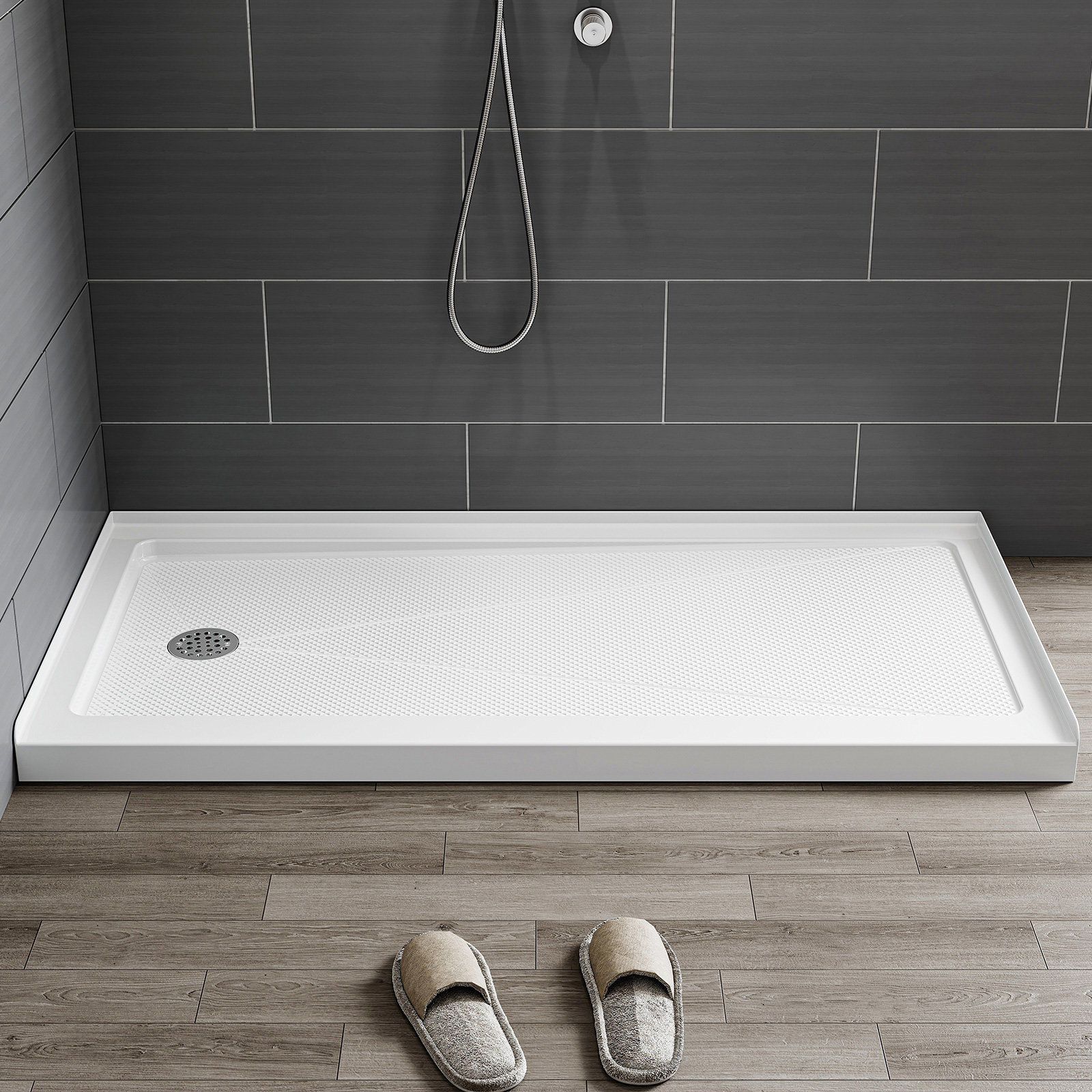 HOROW 60" W X 30" D Non-slip Shower Base With Drain Assembly, Wider ...