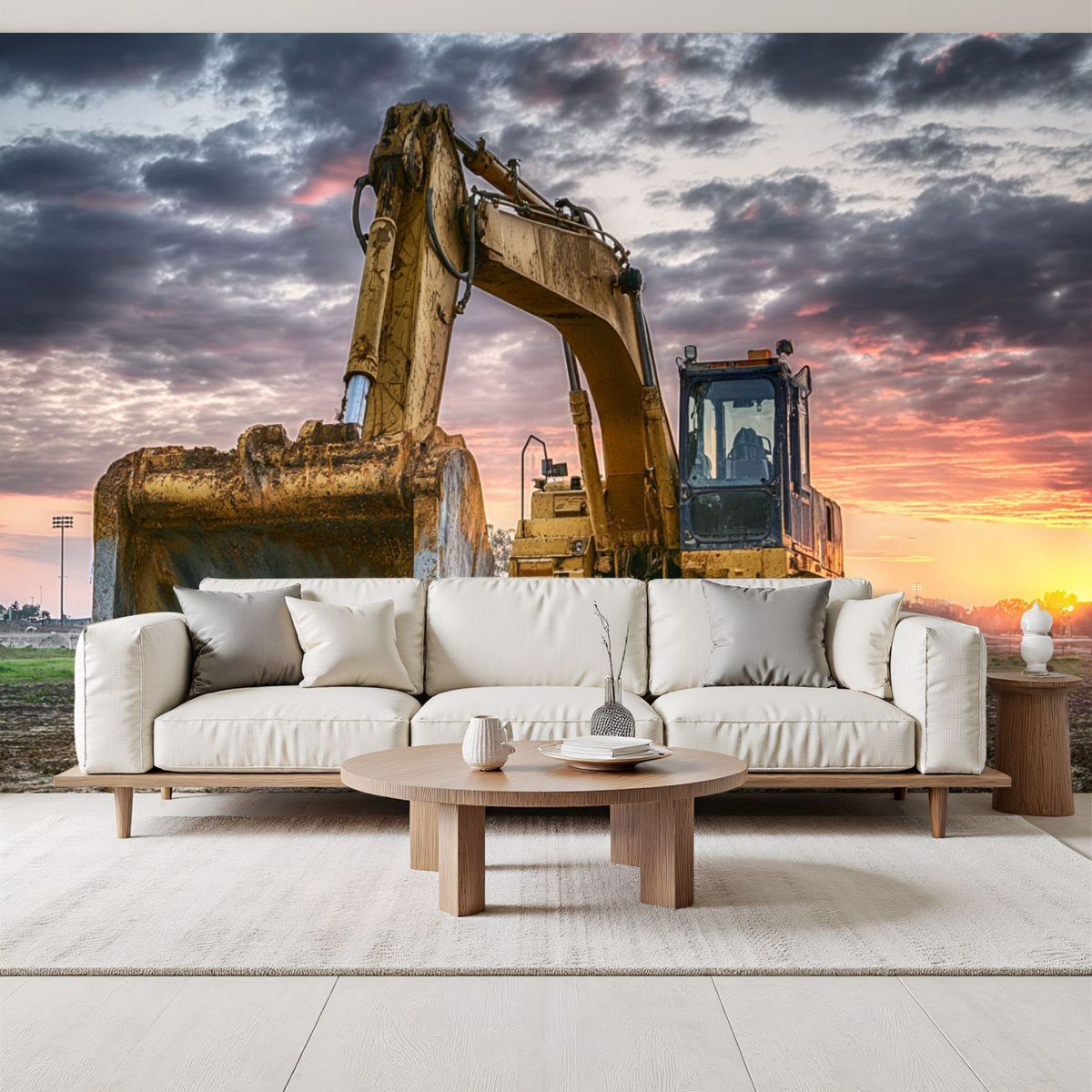 Red Barrel Studio® Peel and Stick Wallpaper Excavator machinery ...