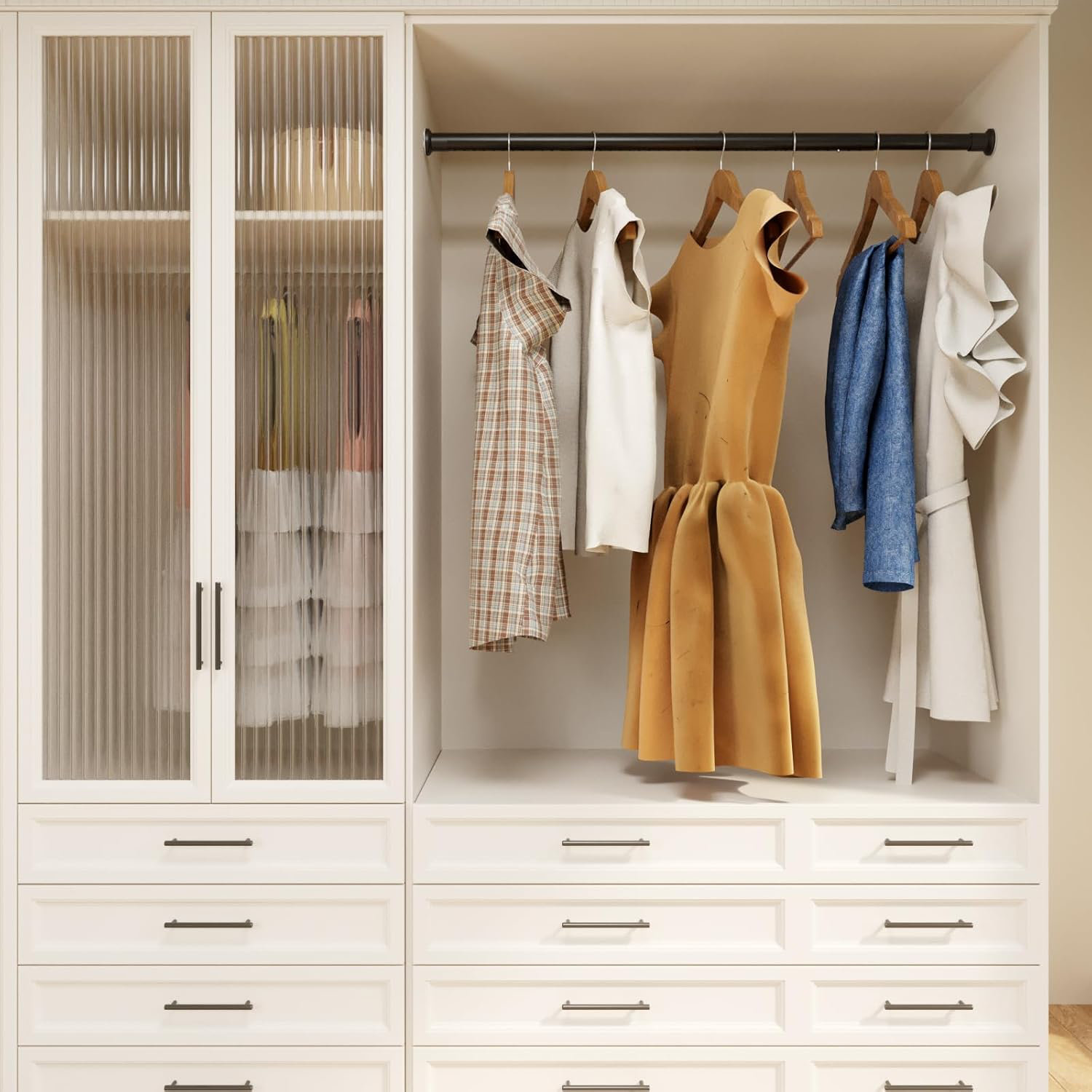 JJbaok Adjustable Tension Curtain Rod No Drilling Required Heavy Duty ...