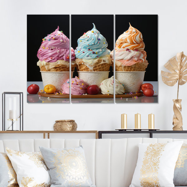 DesignArt Food Ice Cream Pointillism IV - Food & Beverage Metal Art ...