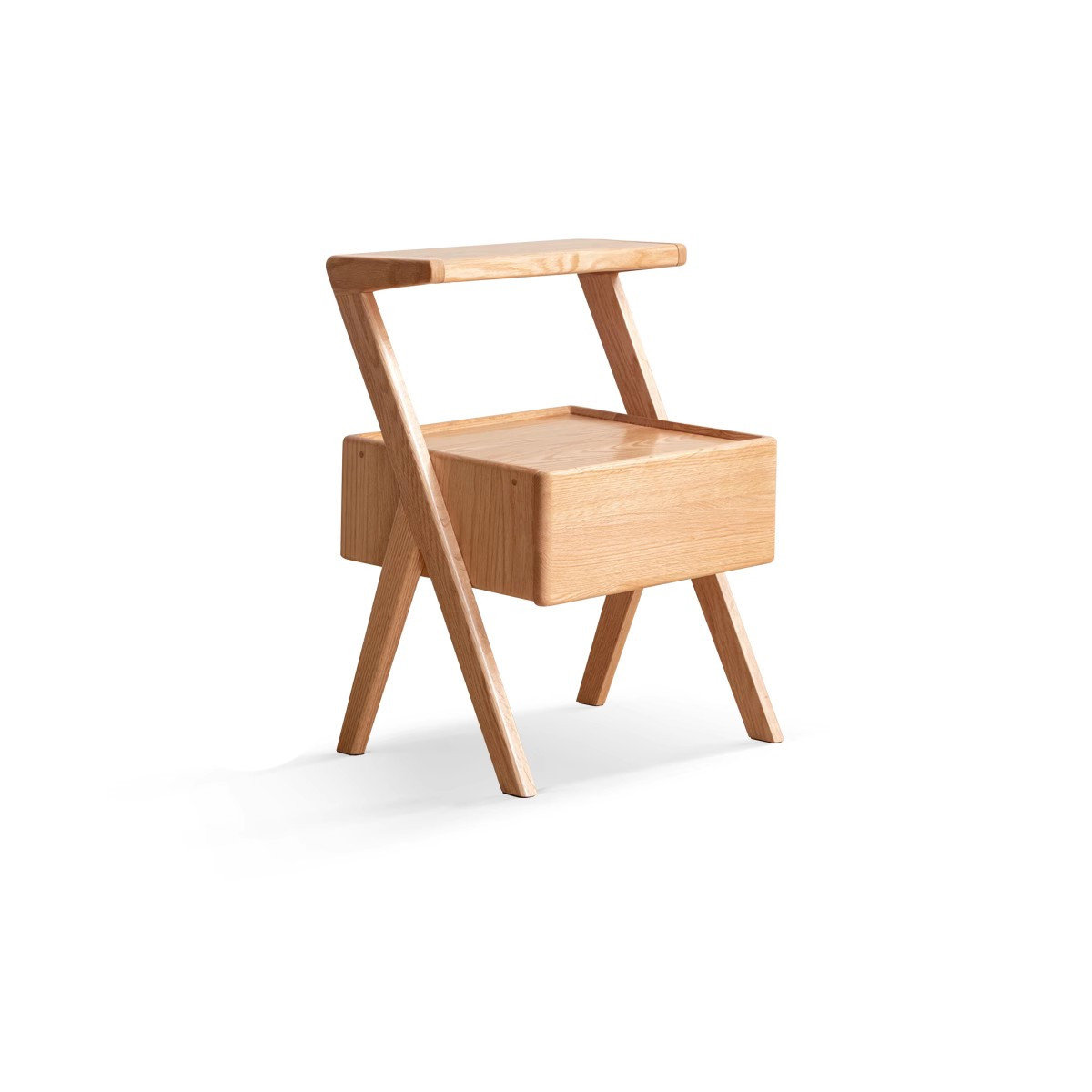 SINNOG Modern Minimalist Oak Wood Double Layer Home Storage Side Table ...