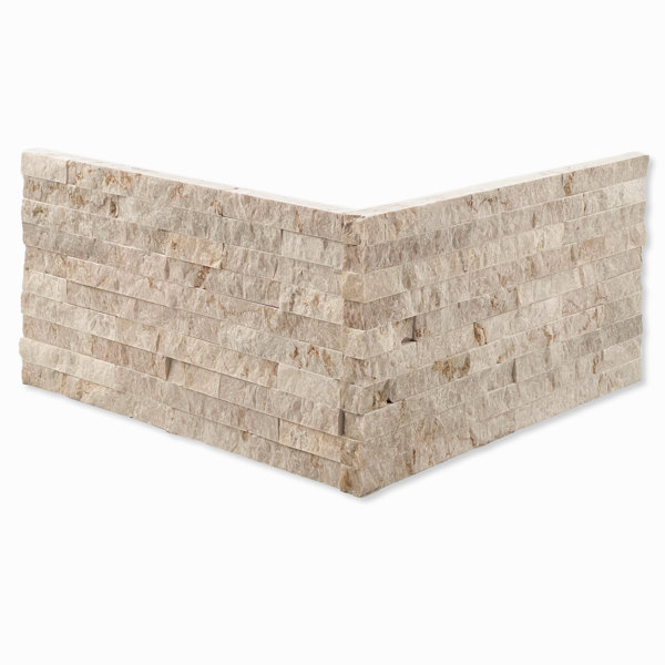 Cruz Bay Studio Slender Strip Corner 3in.x12in. Split Face Marble Wall ...