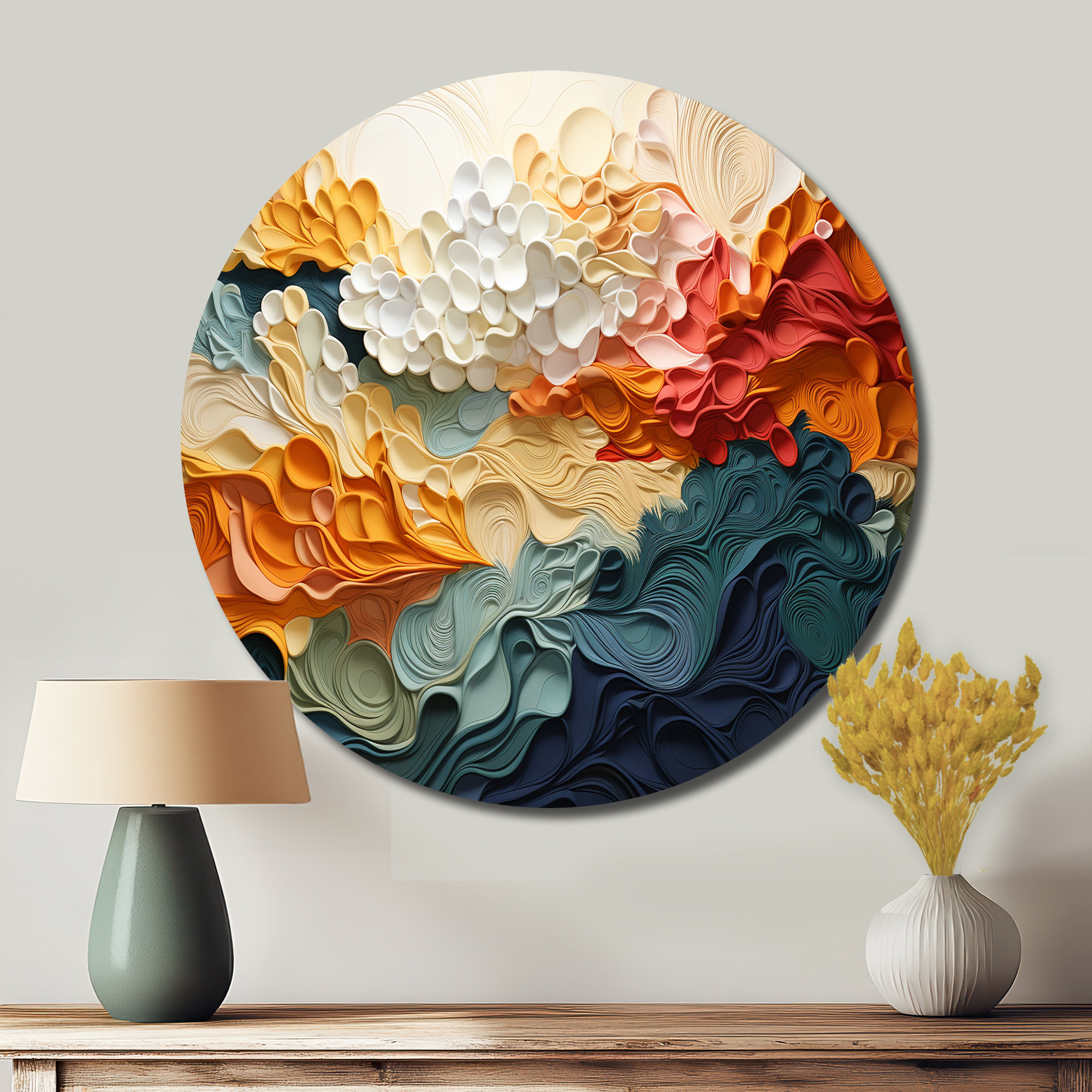 Design Art Biomorphism Organic Forms VI - Abstract Round Metal Art ...