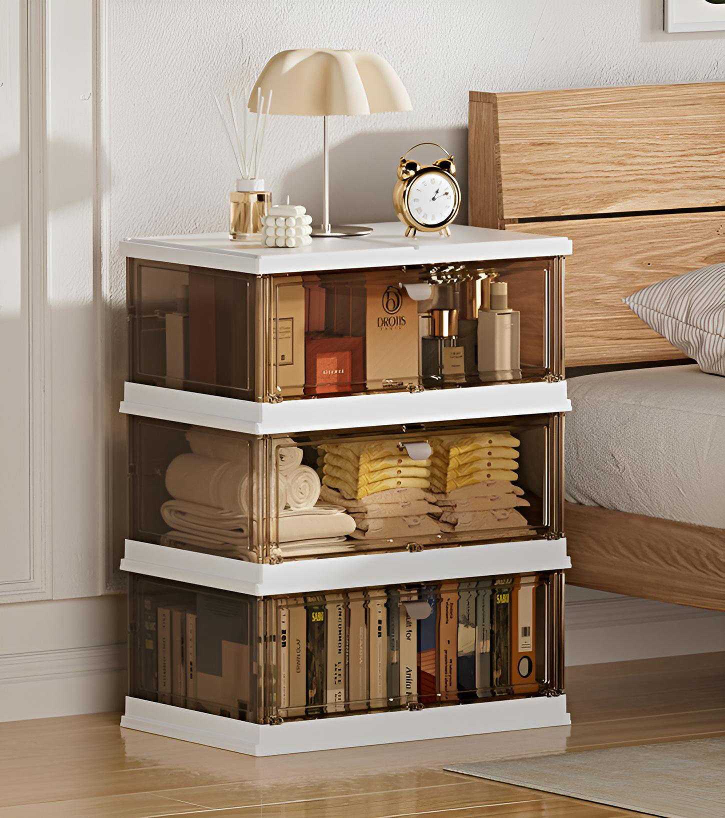 Rebrilliant Foldable Multi-Tier Shoe Boxes, Movable Dust-Proof Shoe ...