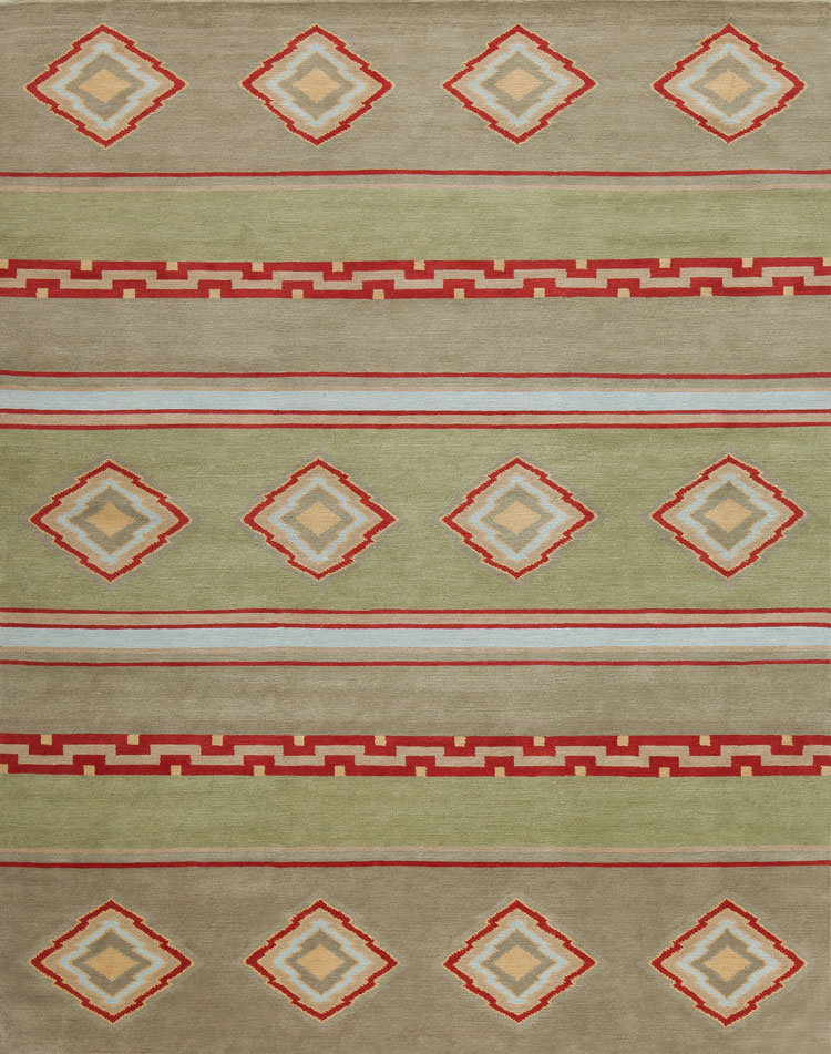 New Moon Rugs Mesa Southwestern Hand-Knotted Wool Area Rug in Red/Olive ...