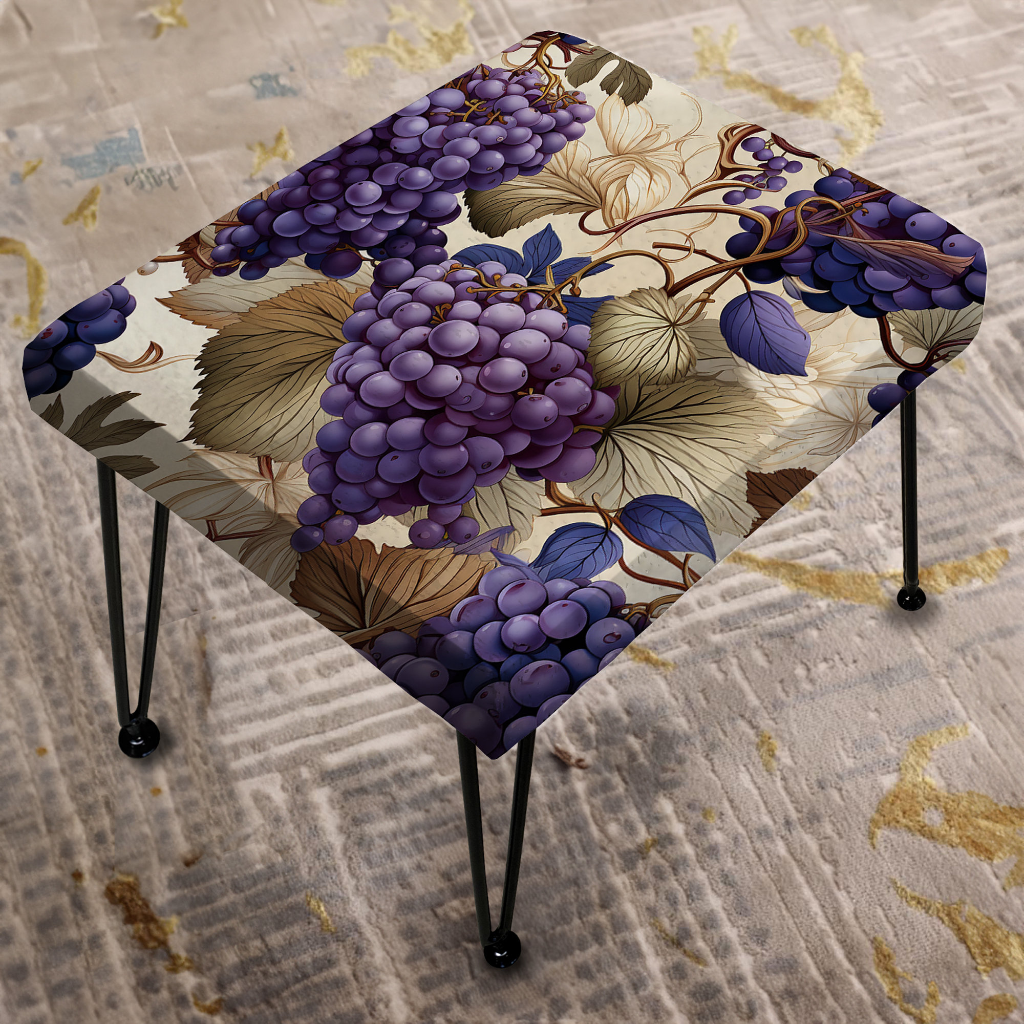 Design Art Purple Tuscan Vineyard Vines - Floral Rectangle Ottoman ...