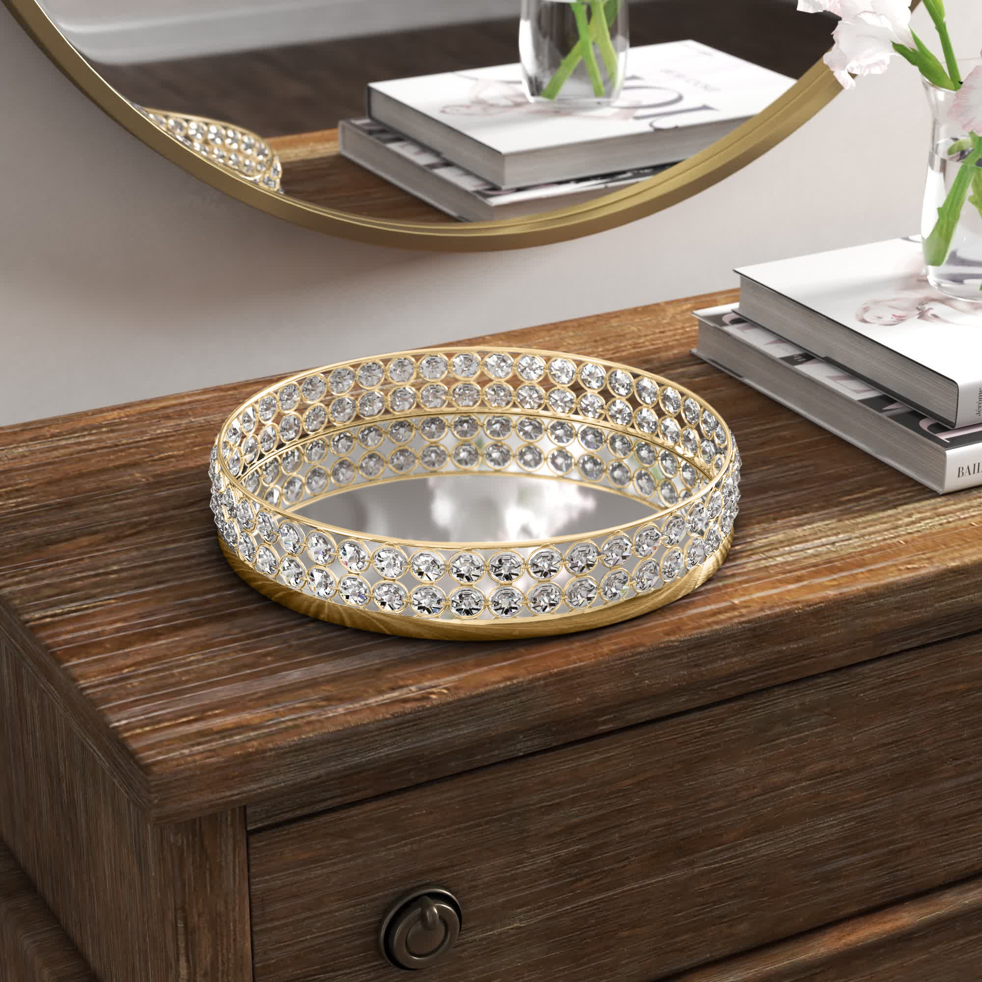 Kelly Clarkson Home Aurelia Luxury Bead Decorative Vanity Tray ...