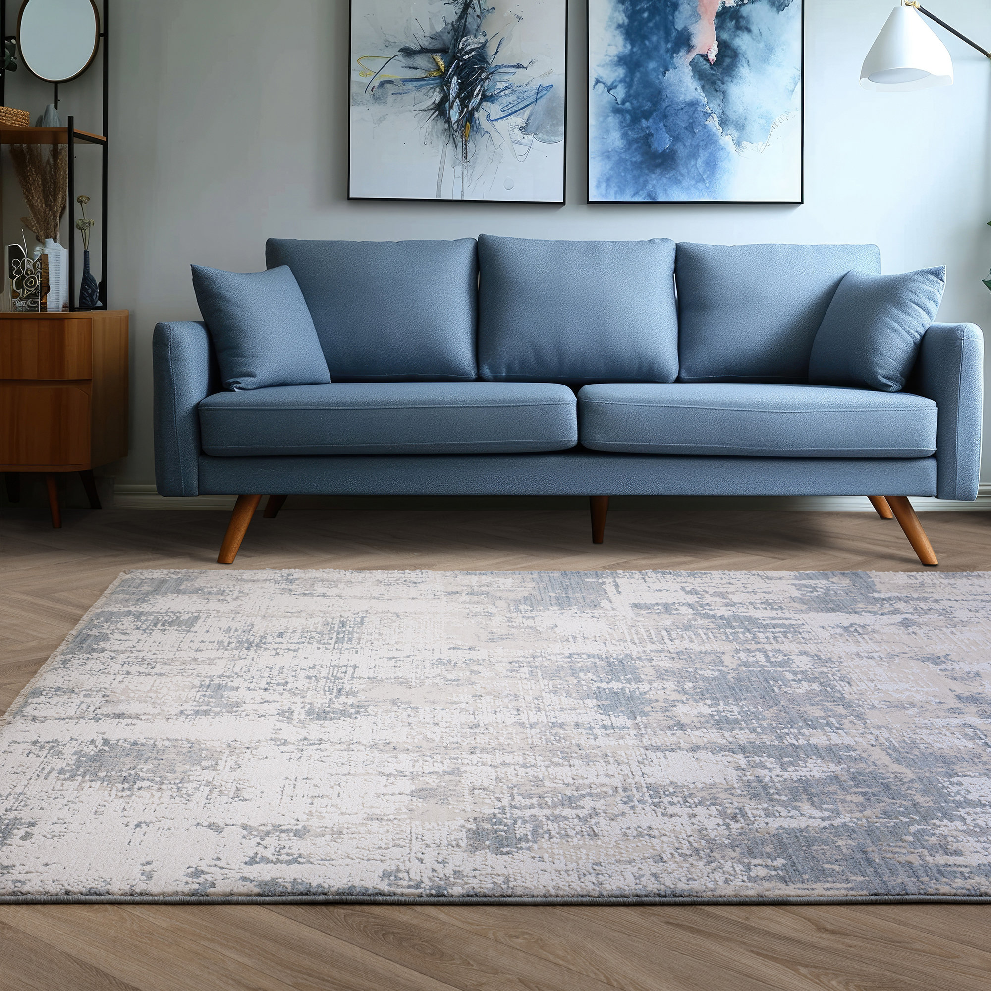 Borough Wharf Plaza Abstract Sky Blue Area Rug | Wayfair.ie