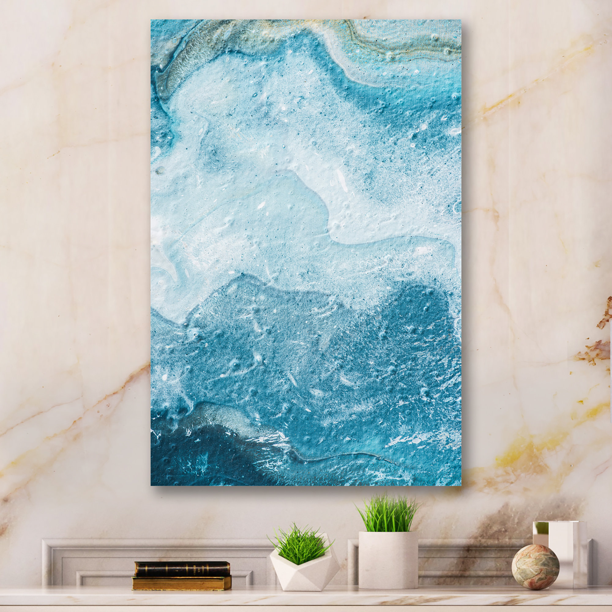 Wrought Studio Light Blue Marble Art - Modern & Contemporary Canvas ...