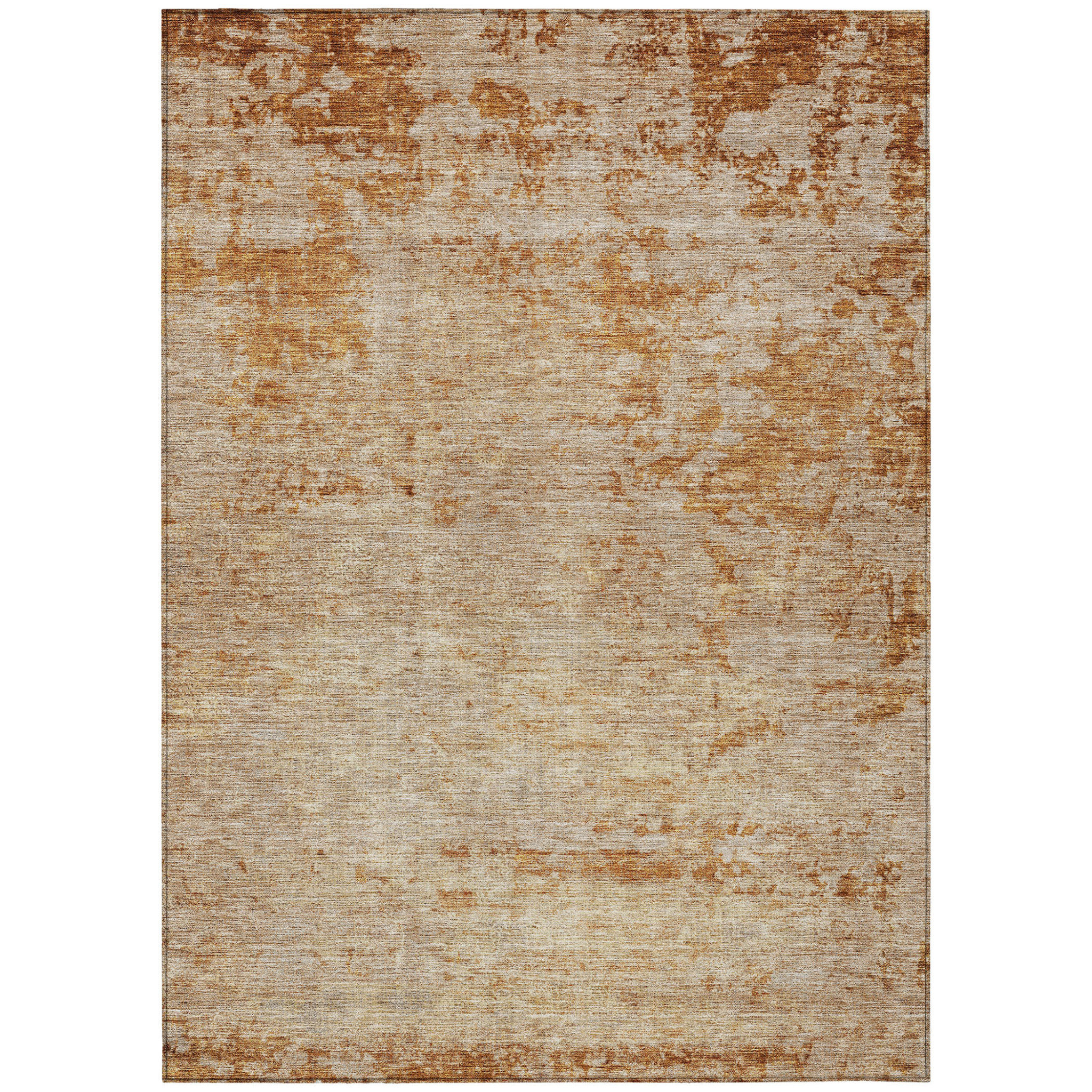 HomeRoots 9' X 12' Copper And Terra Cotta Abstract Washable Indoor ...