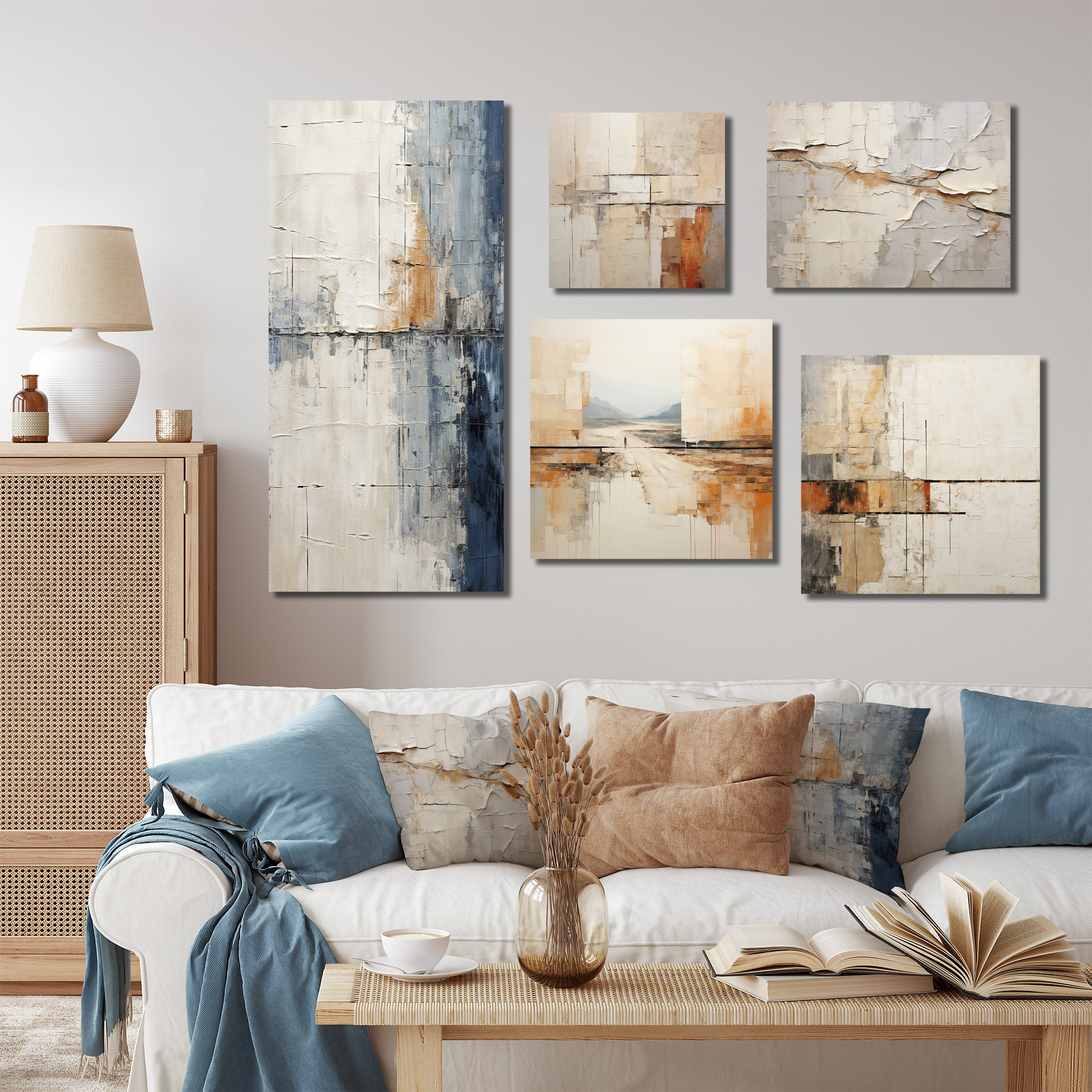 Ivy Bronx Abstract Blue Beige Road Collage II - Abstract Collages ...