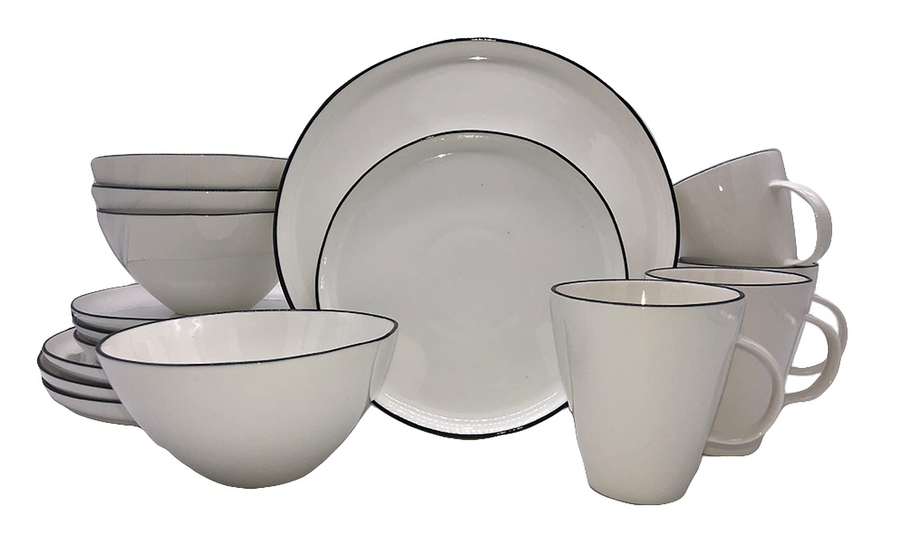 Canvas Home Abbesses Colored Rim Porcelain 16 Piece Dinnerware Set ...