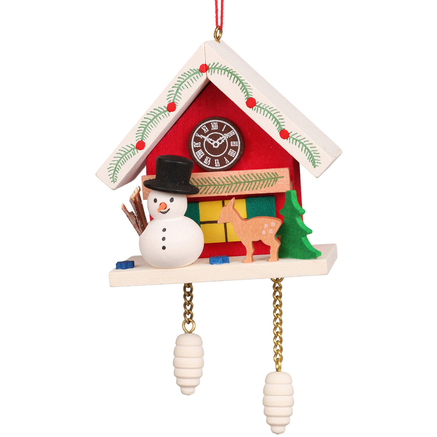 Ophelia & Co. Snowman Ornament with Red Cuckoo Clock & Deer | Wayfair