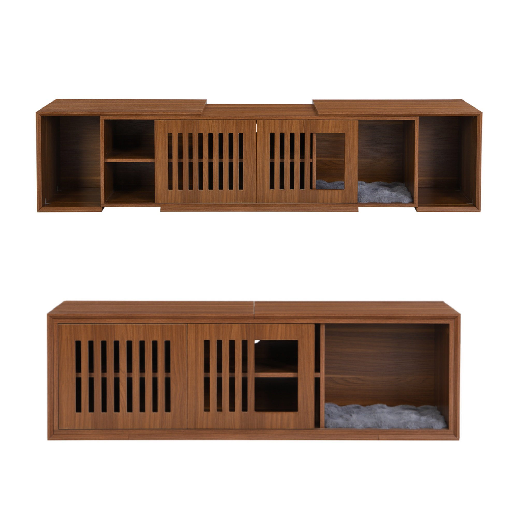 Archie & Oscar™ Walnut Tv Stand With Extendable Table, Soft Cushions ...