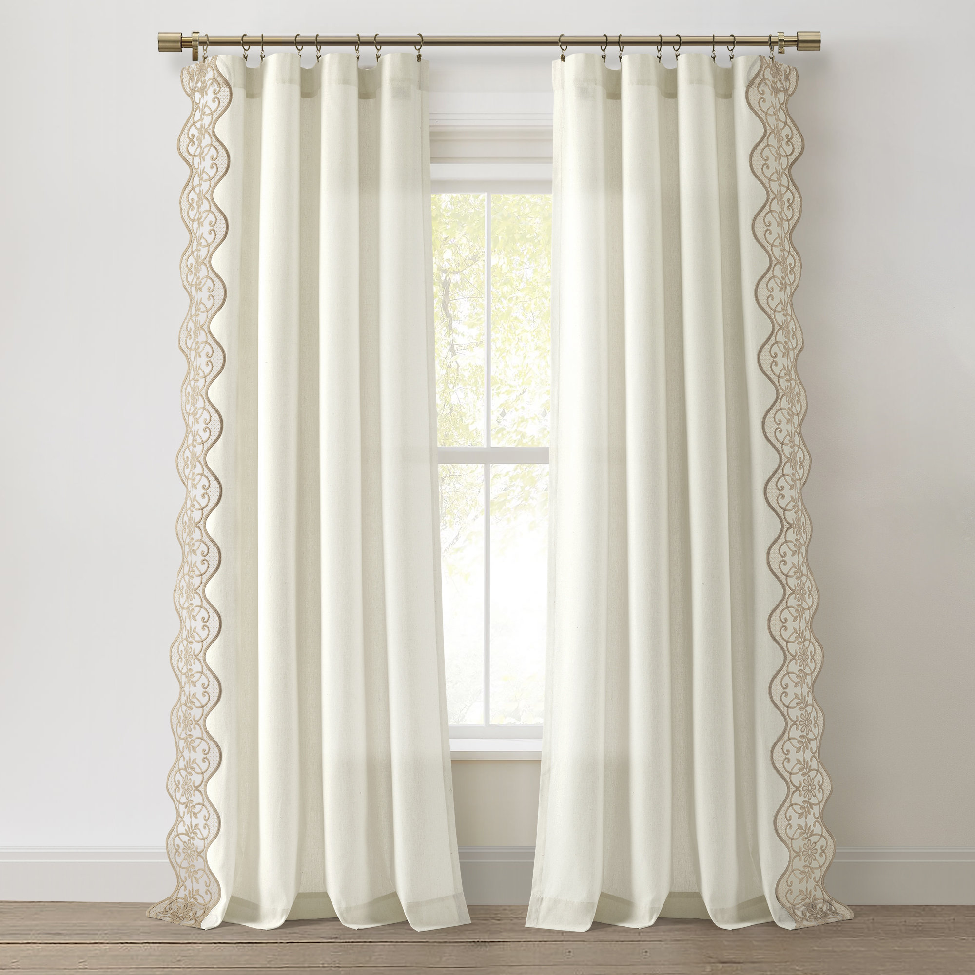 Ophelia & Co. Scalloped Edge Lace Border Window Panel Single 52x84 ...