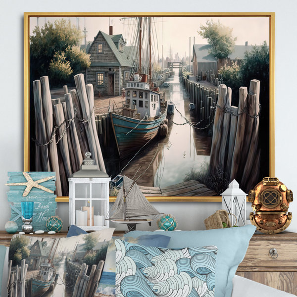 Breakwater Bay " Rustic Port With A Fishing Boat V " | Wayfair