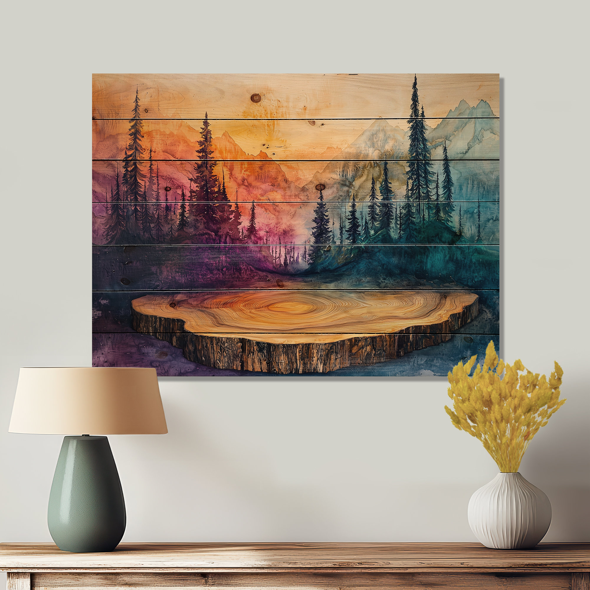 Ophelia & Co. Alaska Landscape On A Top Of Wood Slide - Alaska Wood ...