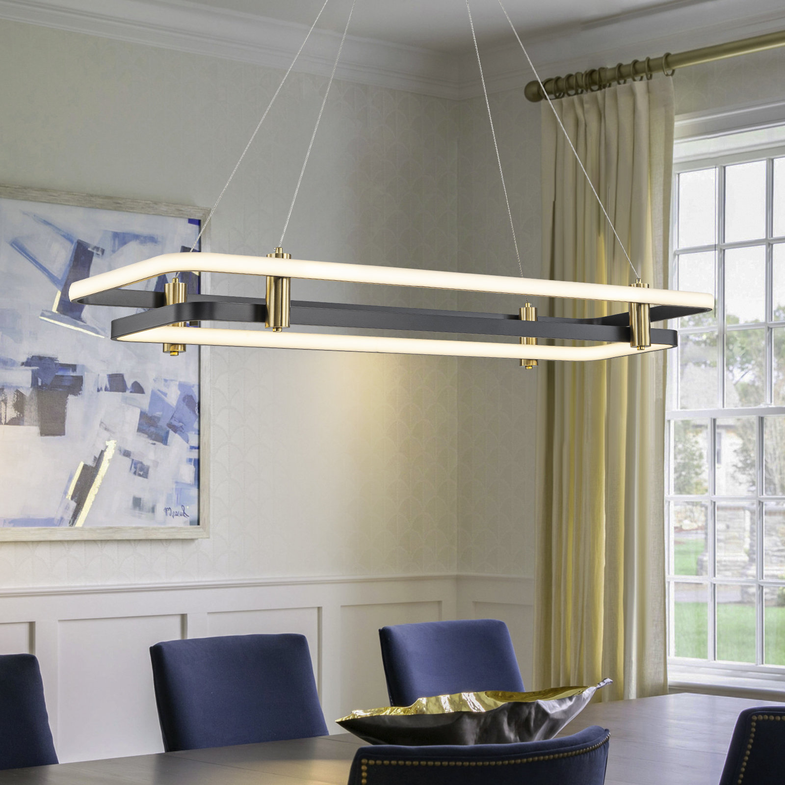 Latitude Run® 2-Light Led Rectangle Kitchen Island Pendant Light | Wayfair