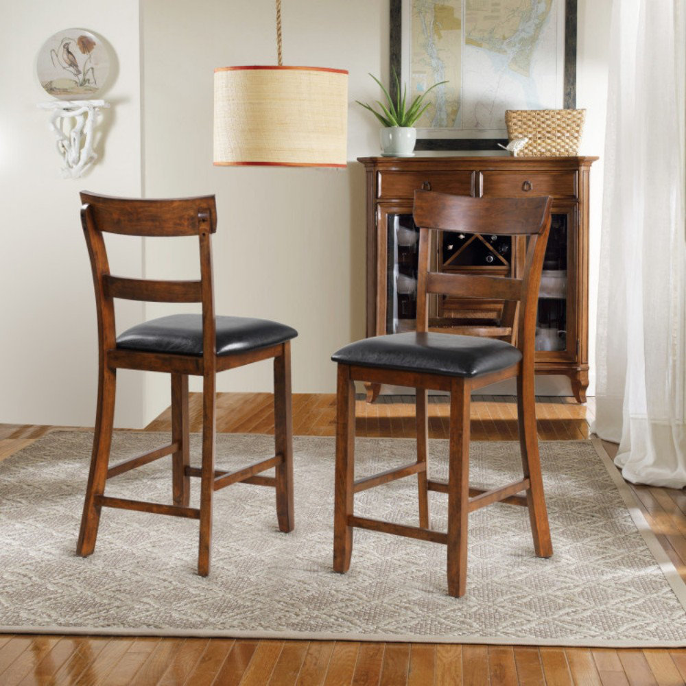 Latitude Run® 2 Pieces Counter Height Chair Set with Leather Seat and ...