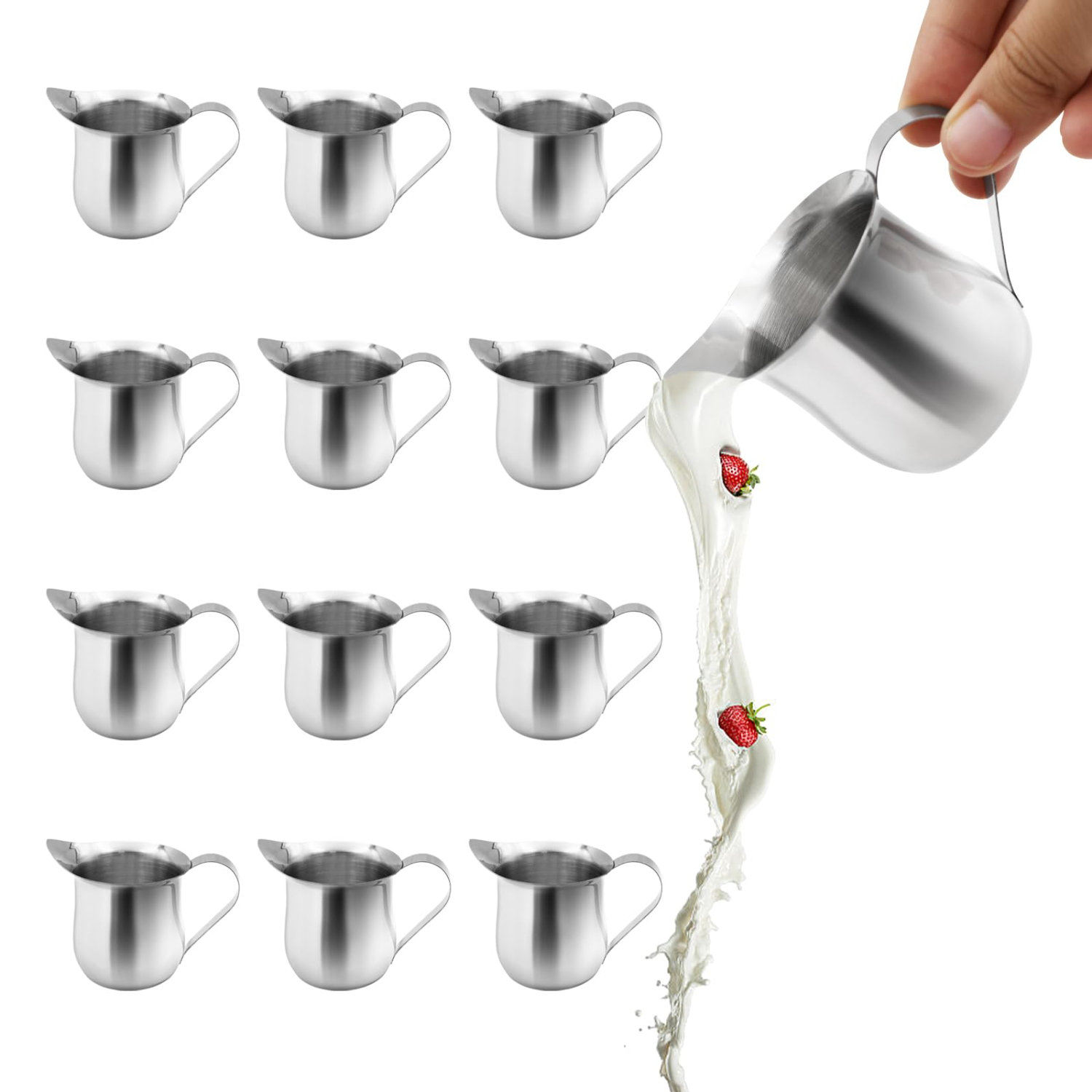 Latitude Run® 3 Oz Small Creamer Pitcher, Stainless Steel Bell Creamers ...