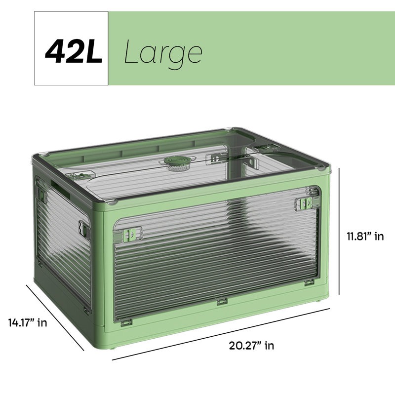 Ebern Designs Collapsible Storage Box Bin, 5 Side Clear Open Access ...