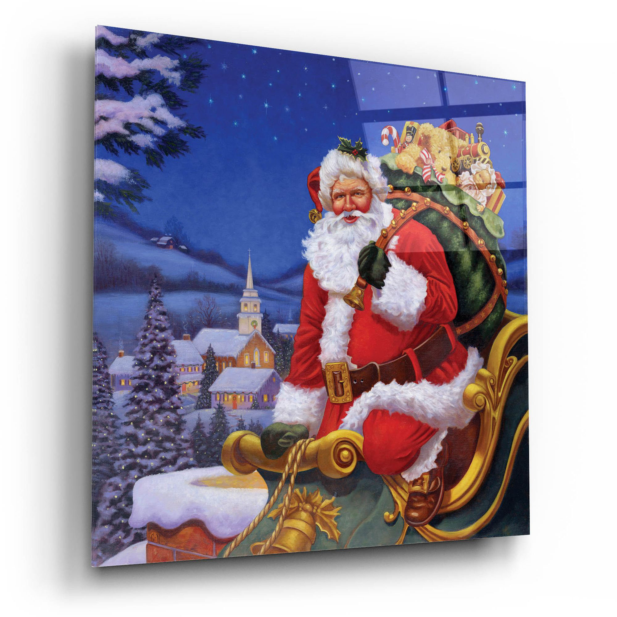 The Holiday Aisle® 'Roof Top Santa' By Christopher Nick, Acrylic Glass ...